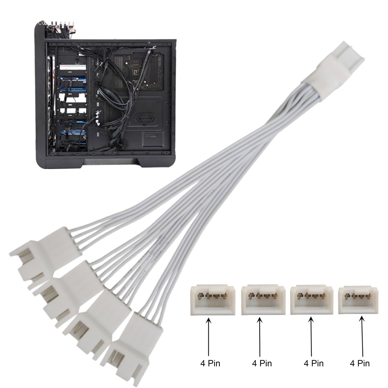 Kuorak PWM Fan Splitter 4 Pin Adapter Cable Computer CPU Fan Splitter ...