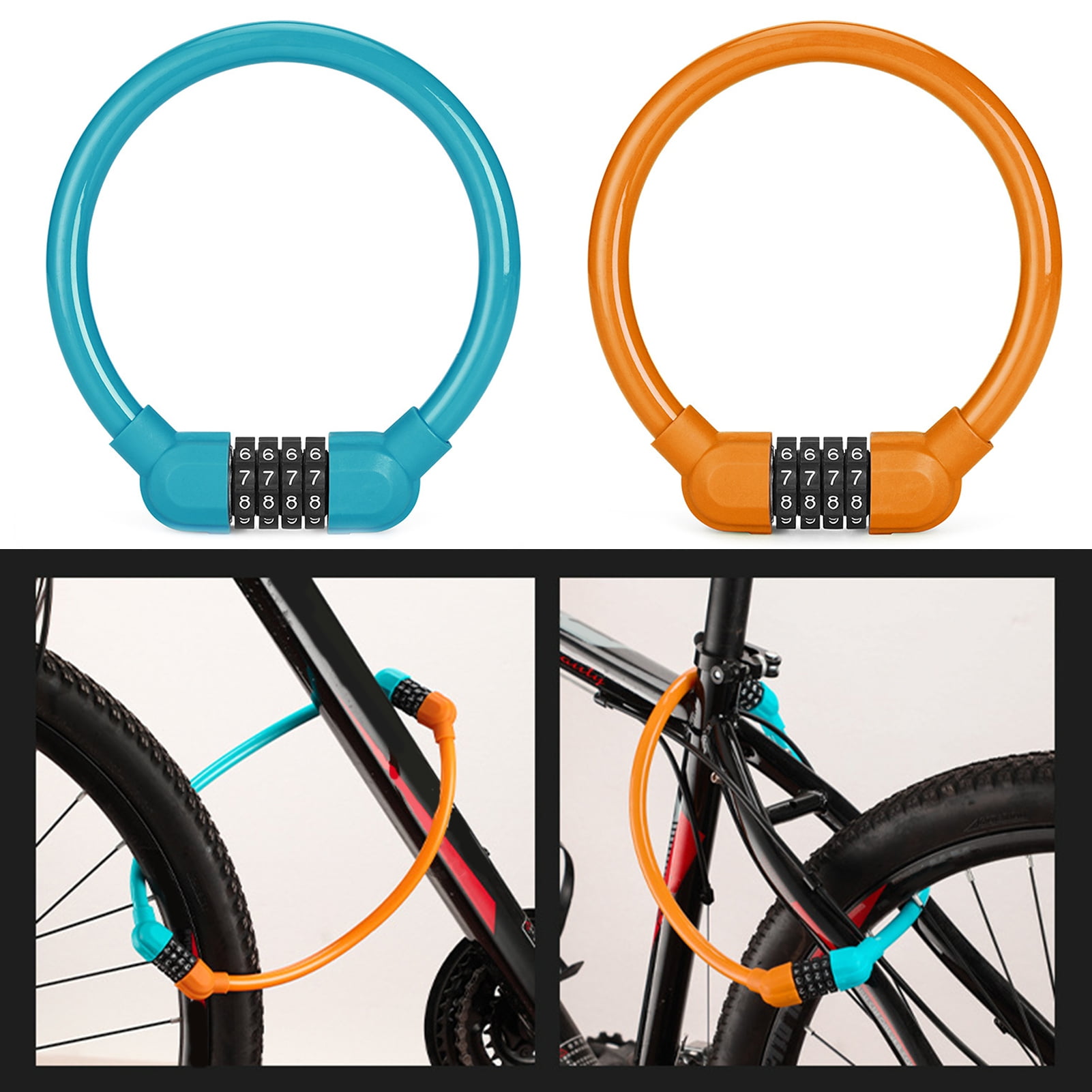 Kuorak Portable Anti-theft Security Bicycle Password Ring Lock for ...