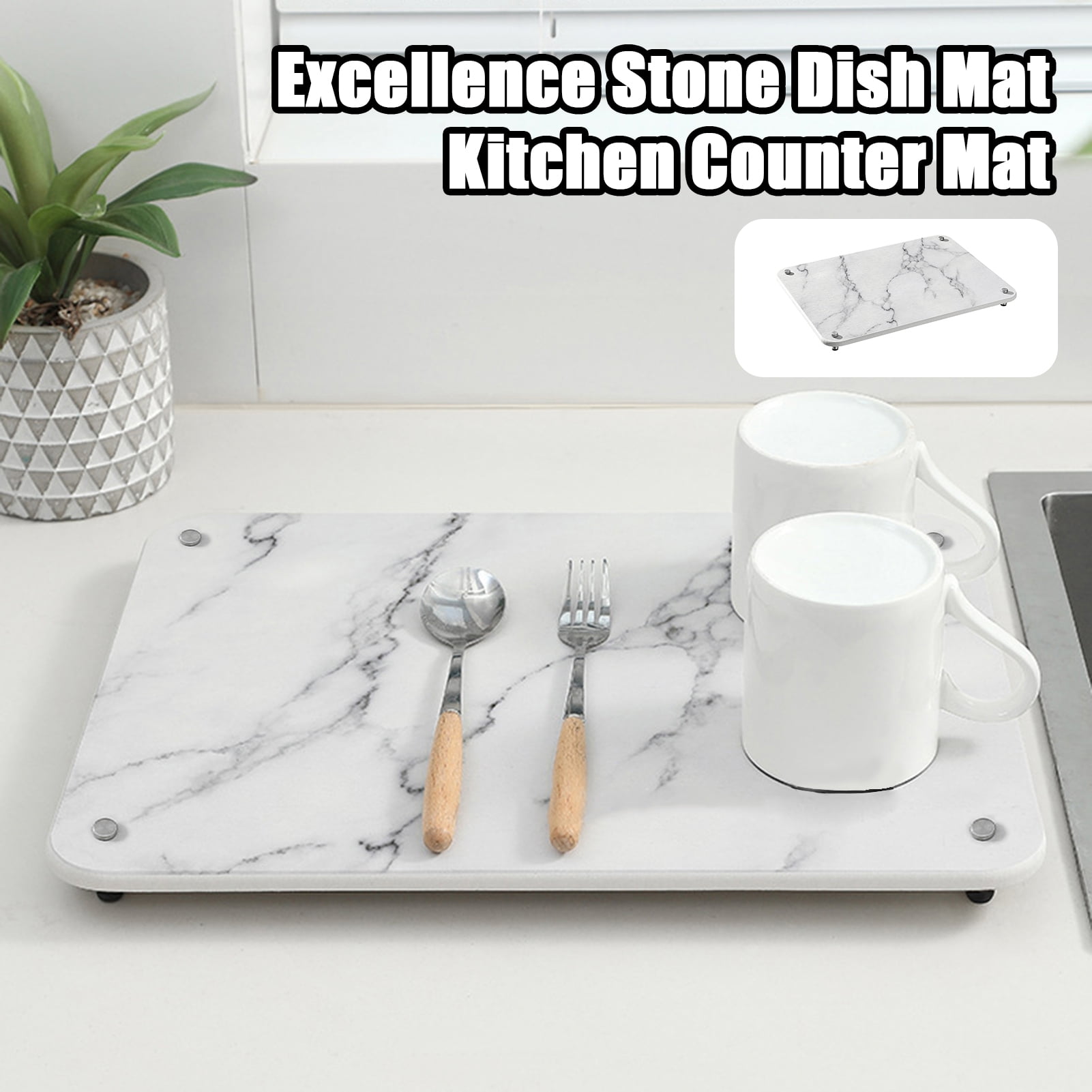 Kuorak Quick-Drying Kitchen Counter Mat Diatomaceous with Non-Slip Legs ...
