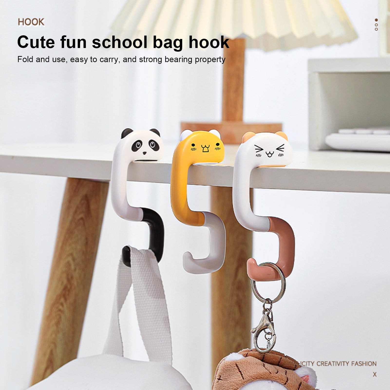 Kuorak Table Edge Bag Hook Foldable Strong Load-bearing Storing Cute ...