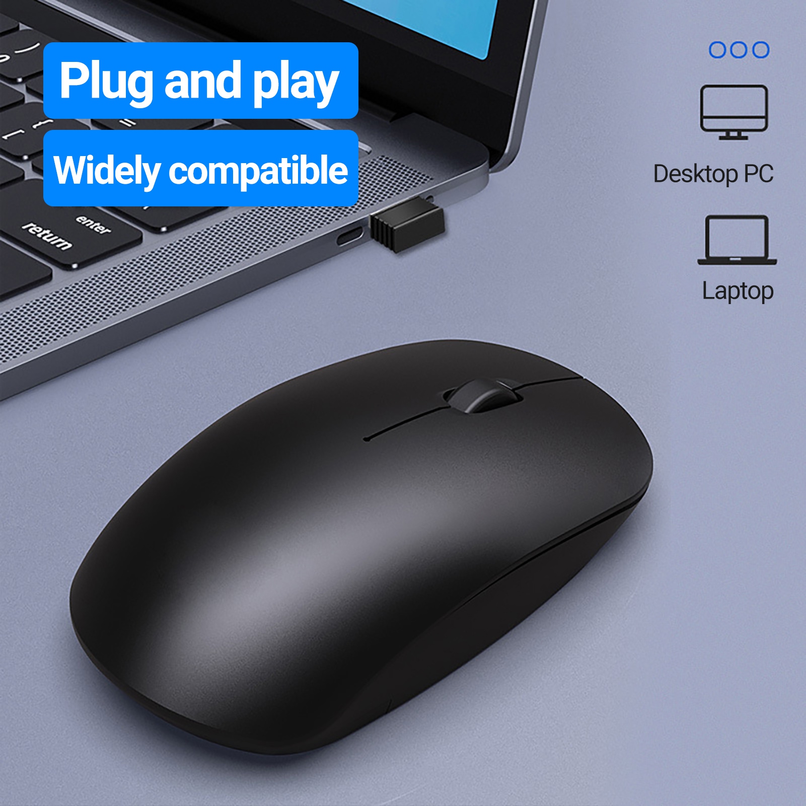 Kuorak Wireless Mouse Battery Powered Silent Wide Compatibility 2.4Ghz ...