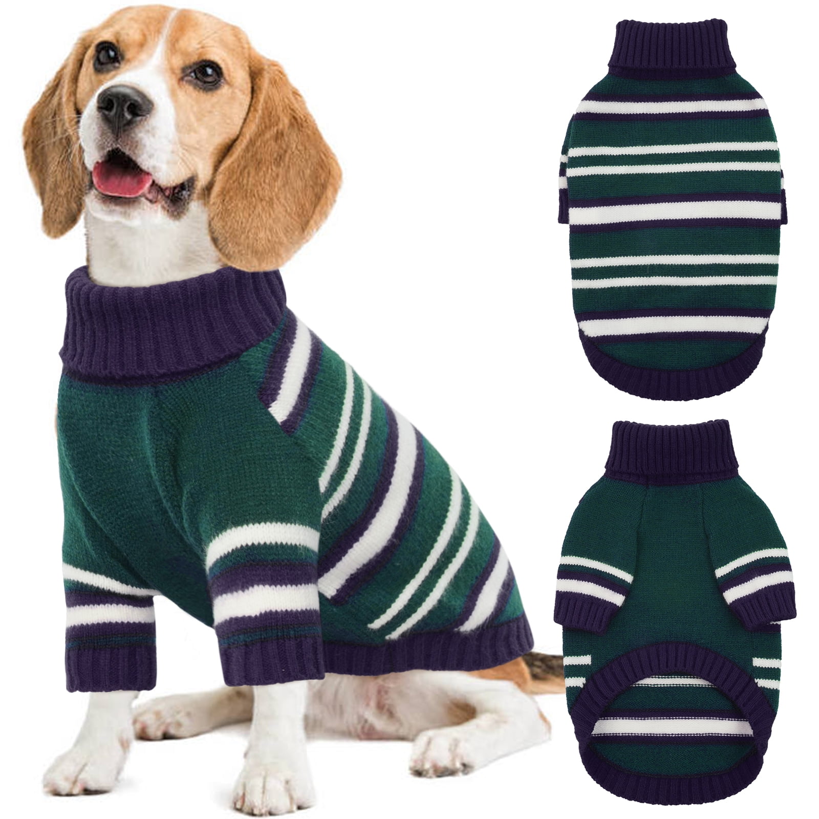 Kuoser Dog Cat Sweater Pet Warm Winter Clothes Knitwear for Dogs, Green ...