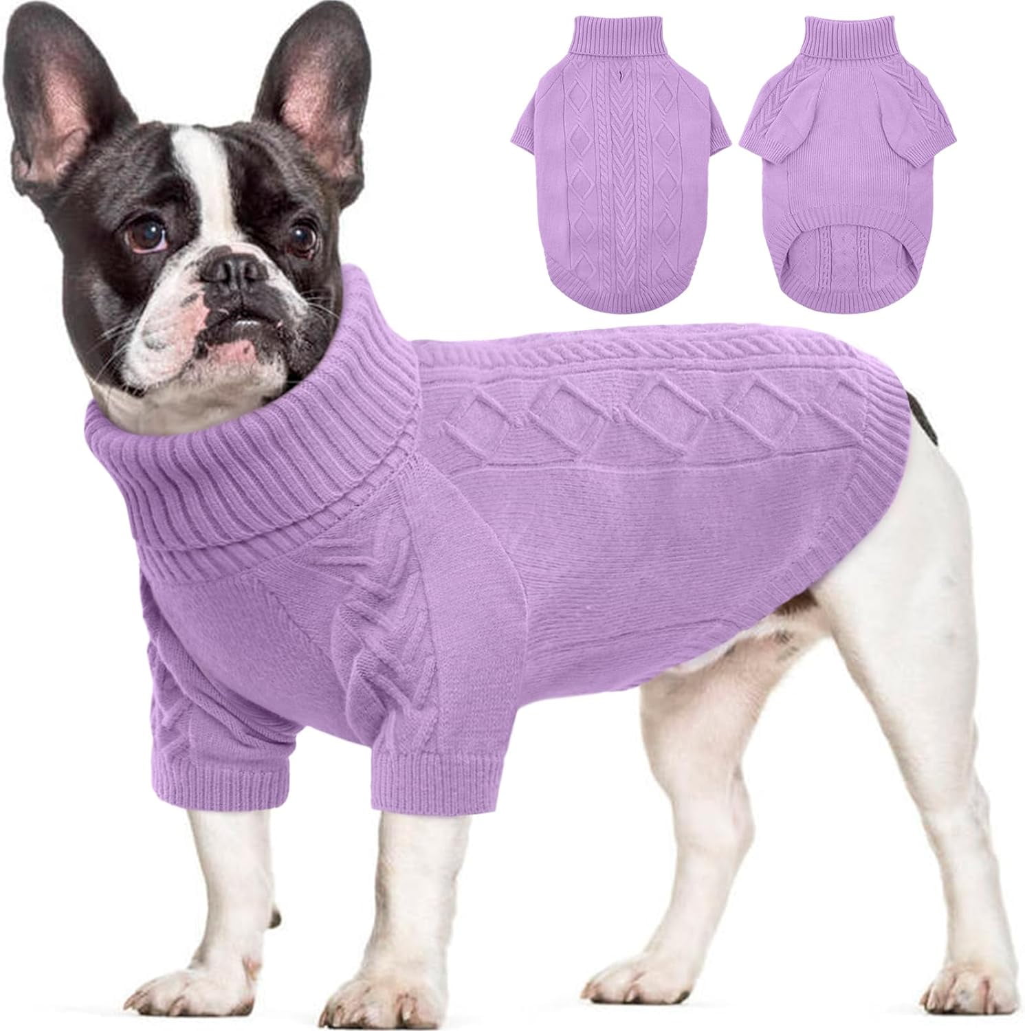 Kuoser Dog Cat Sweater Solid Dog Winter Clothes Kitten Puppy Sweater, L ...