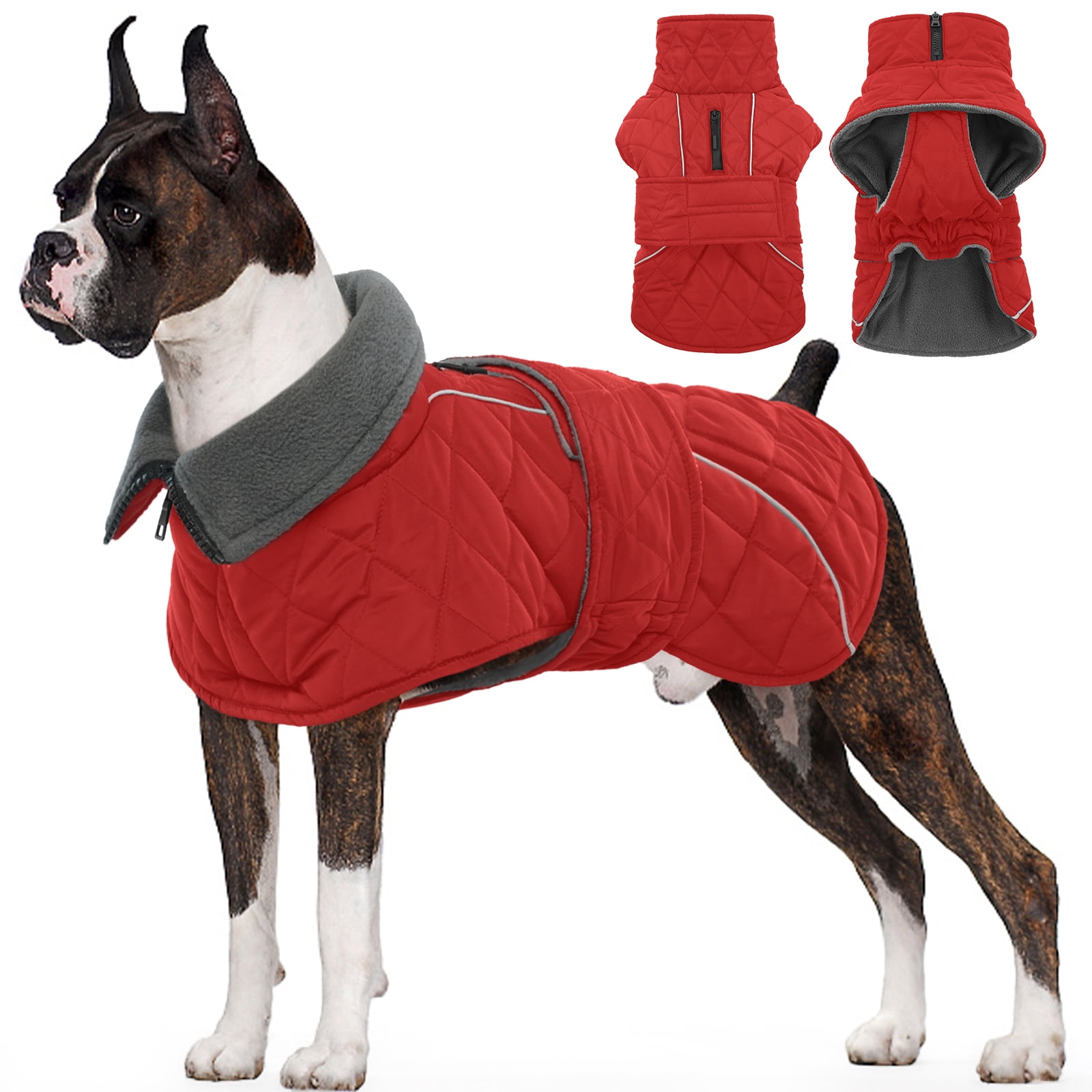 Kuoser Dog Coat Warm Dog Winter Jacket for Small Medium Large Dogs, Red ...