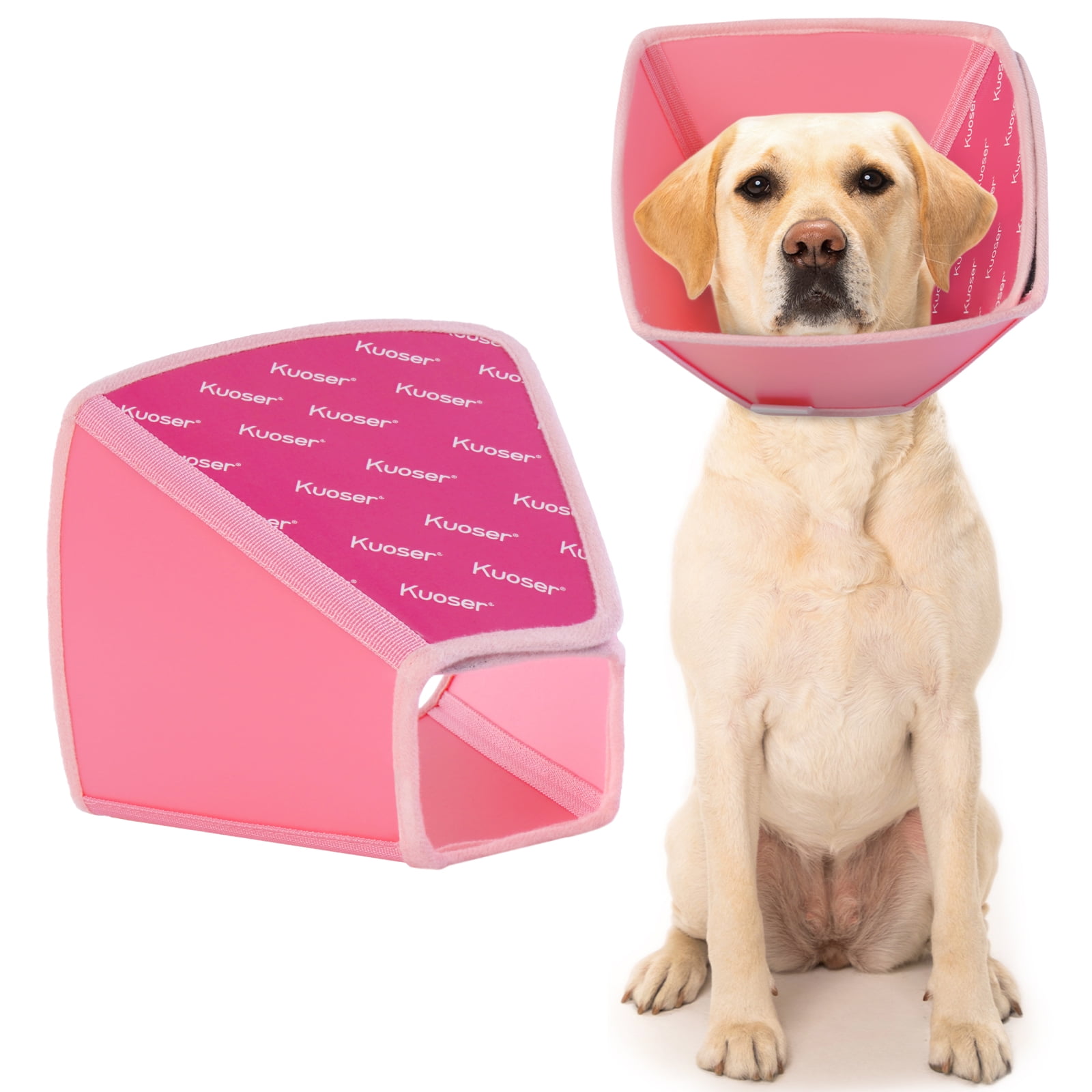 Kuoser Soft Dog Cone Collar, Adjustable Recovery Cone for Dogs, Pink ...