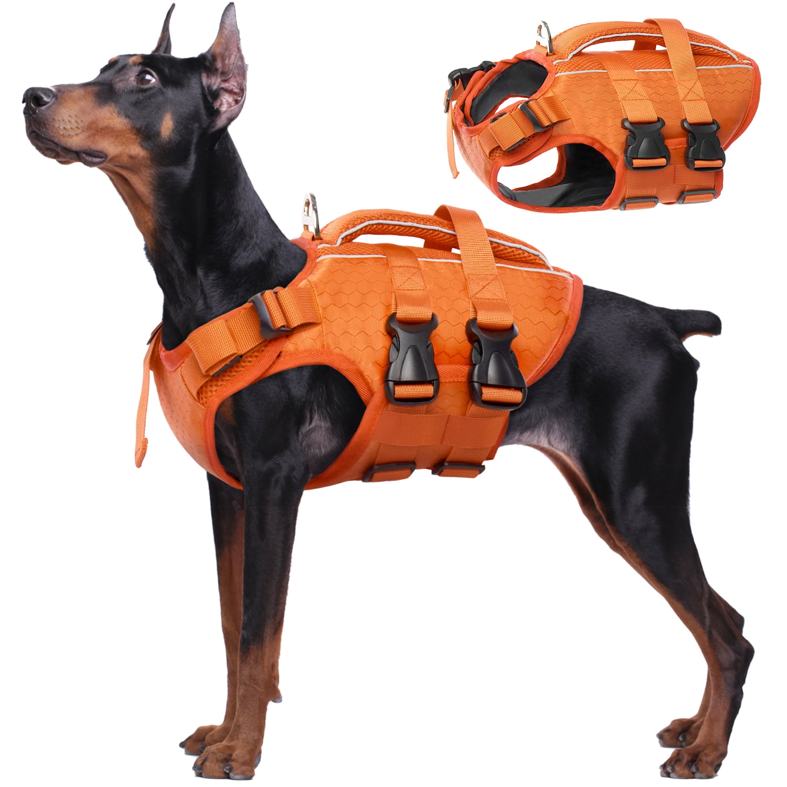 Kuoser Reflective & Adjustable Dog Life Vest, XXL, Doggy Flotation ...
