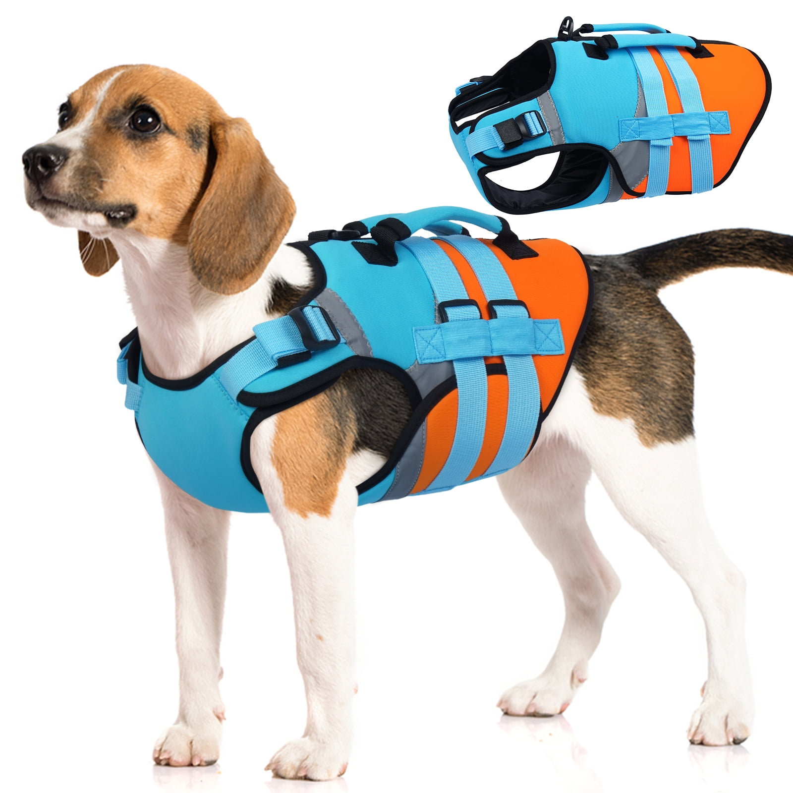 Kuoser Dog Life Jacket with Reflective Strips, Adjustable Life Vest for ...