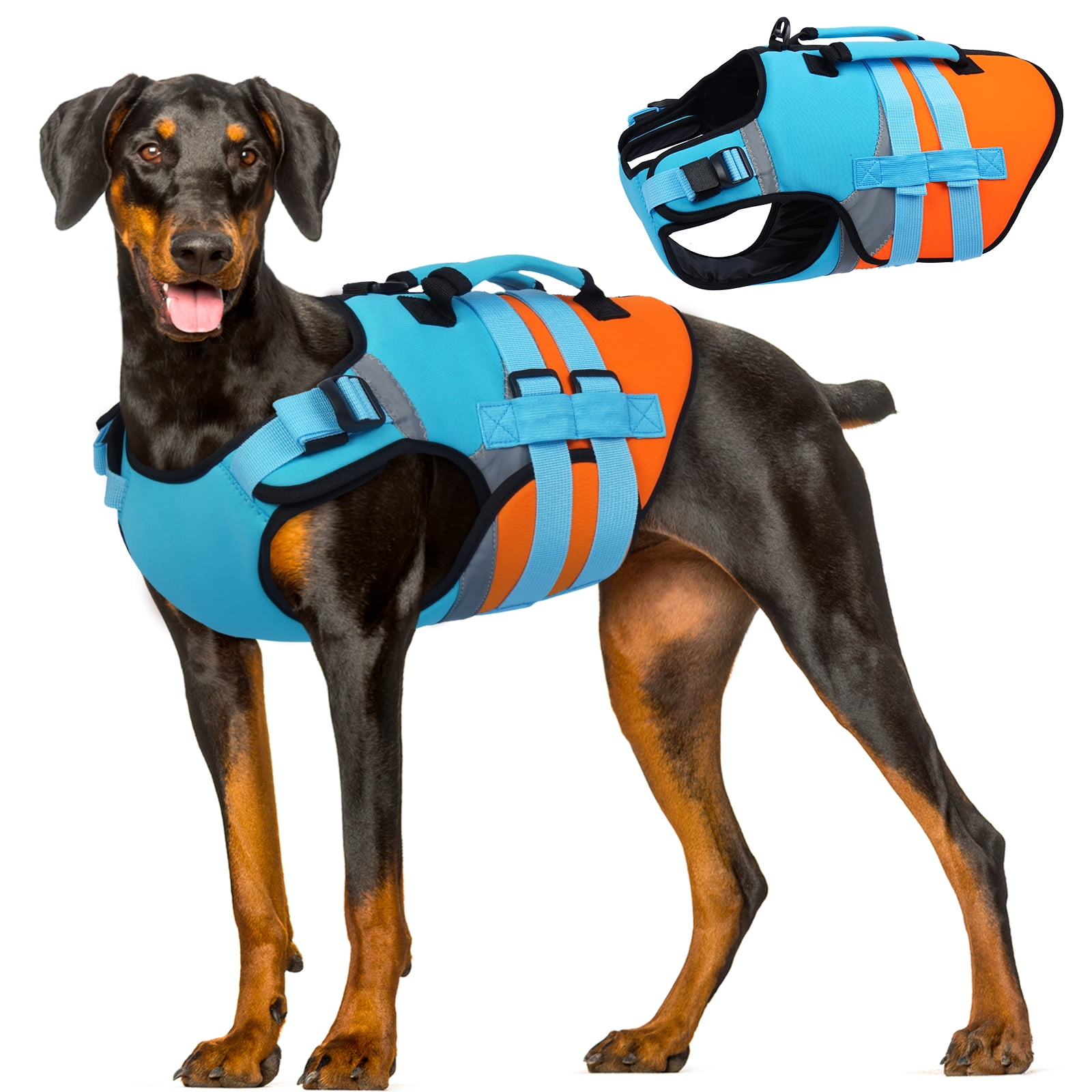 Kuoser Dog Life Jacket with Reflective Strips, Adjustable Life Vest for ...