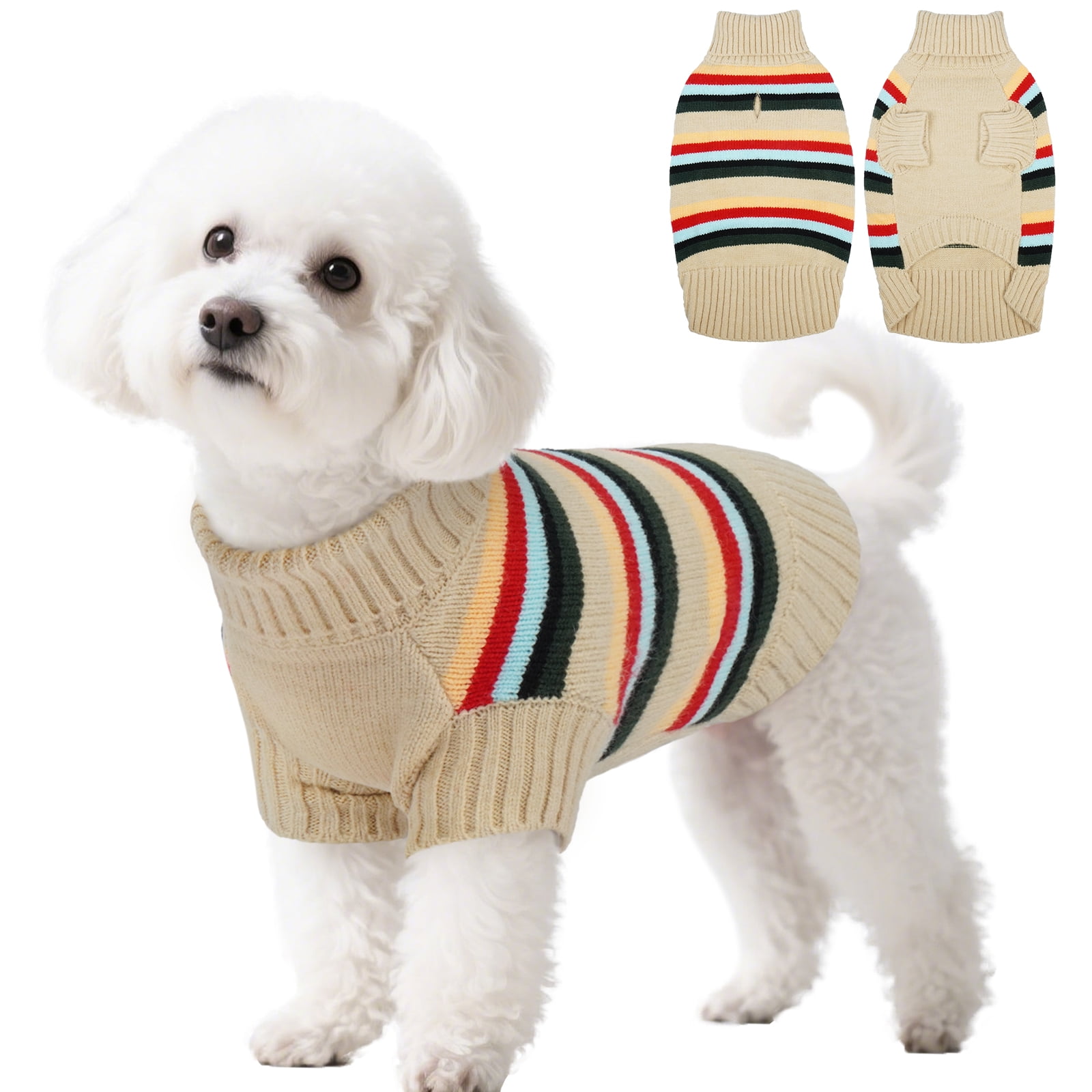 Kuoser Striped Dog Sweater Warm Pet Knitwear, Soft Winter Clothes for ...