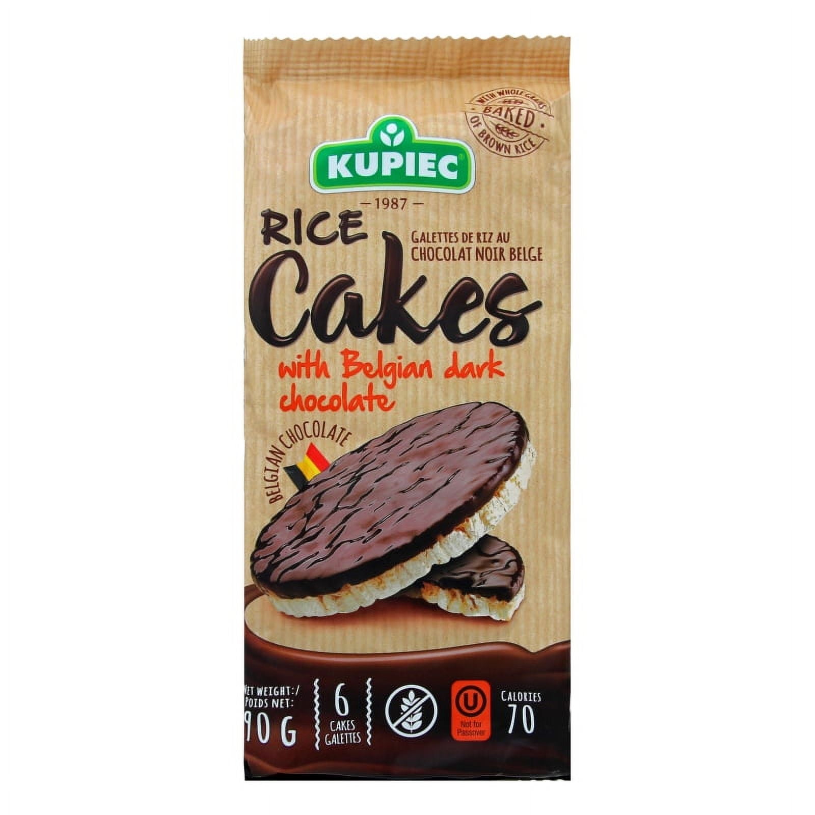 Kupiec Belgian Dark Chocolate Rice Cakes, 90g, Dairy - Walmart.com