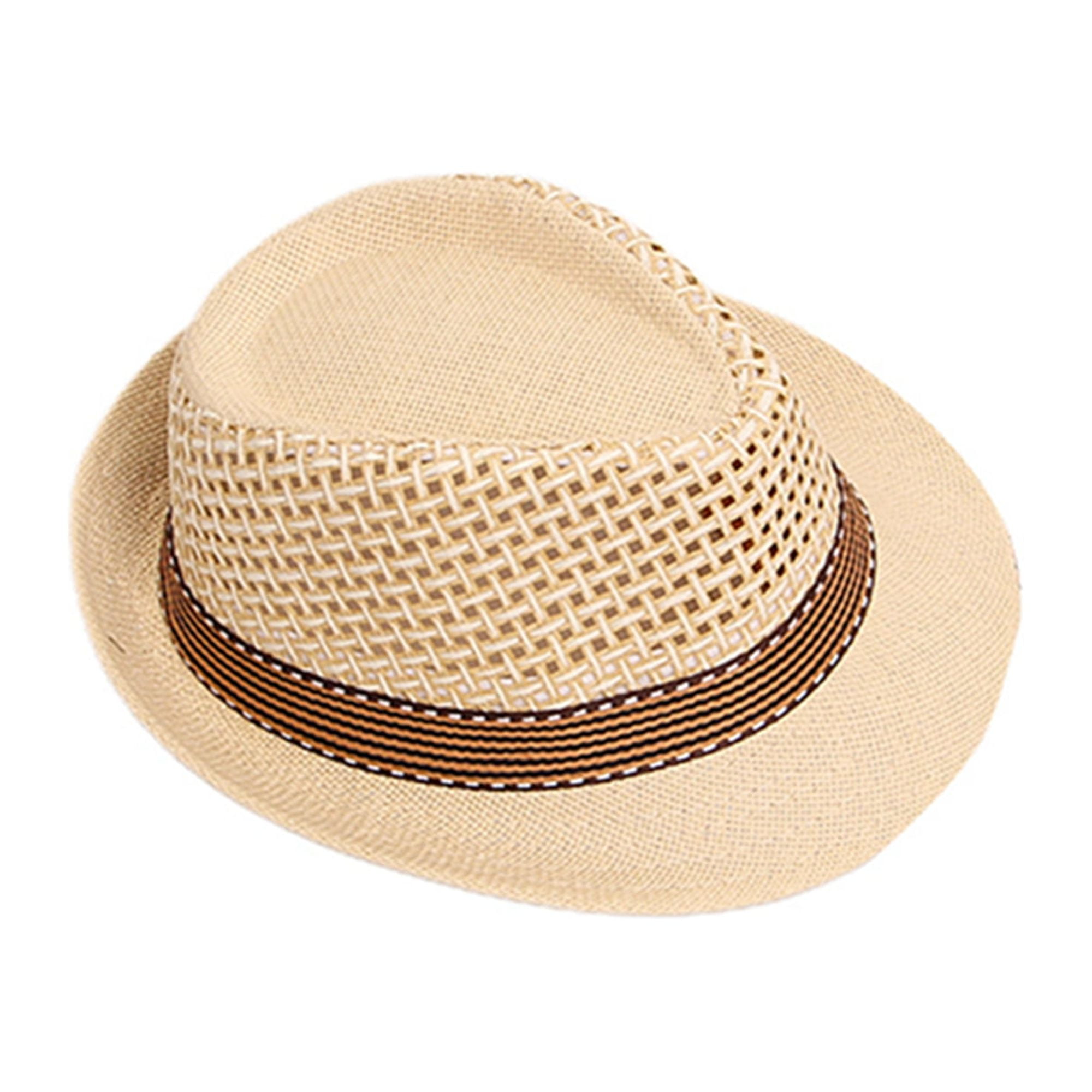 Kupretty Girls Boys Straw Hat, Vintage Roll-up Brim Summer Sun Cap for ...