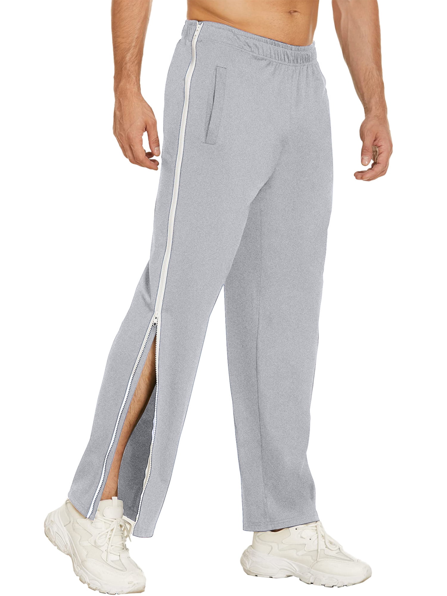 Kupretty Tear Away Pants for Men Side Zipper Sweatpants Zip Leg ...