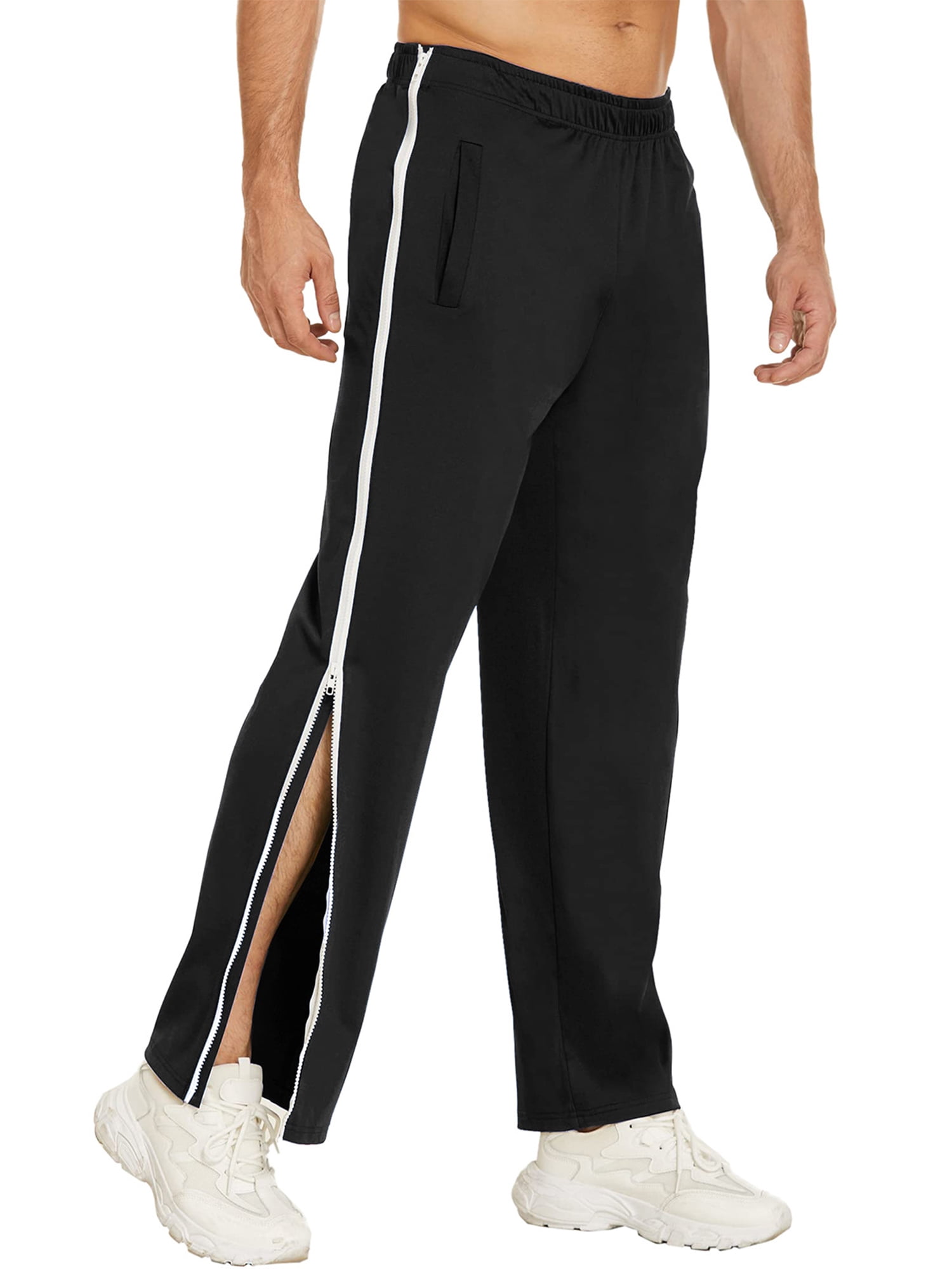 Kupretty Tear Away Pants for Men Side Zipper Sweatpants Zip Leg ...
