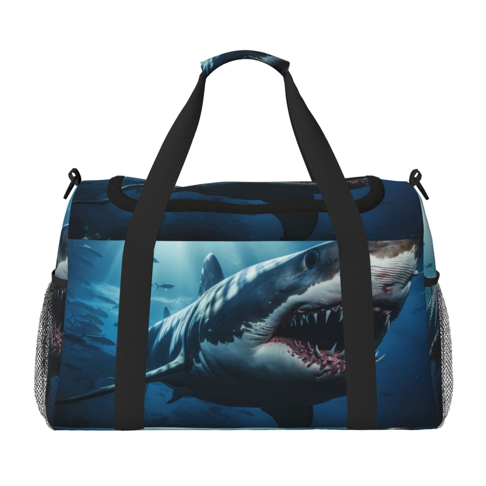 Kuqiui 3D Realistic Shark Print Foldable Travel Duffel Bag Tote Carry ...