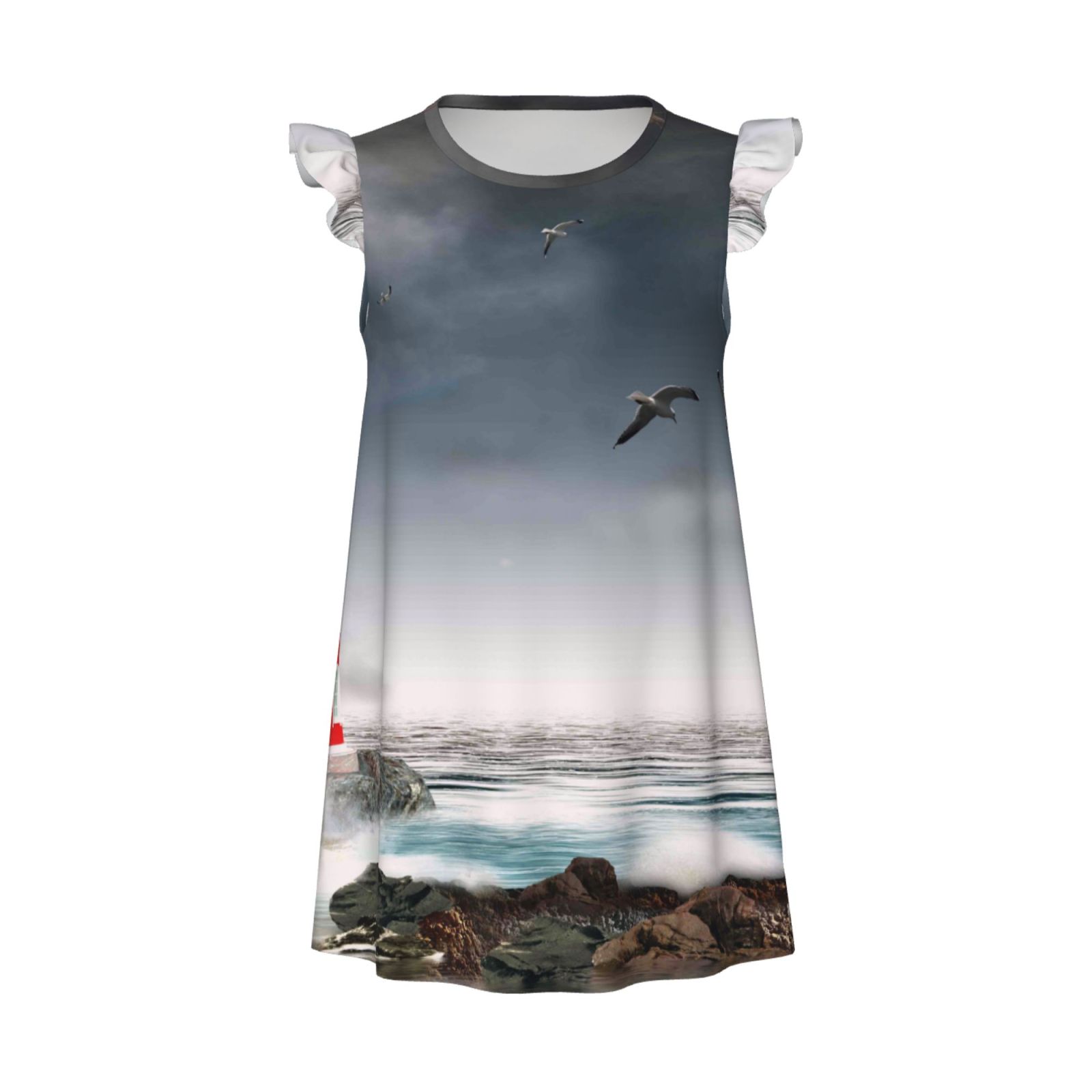 Kuqiui 3d Lighthouse in the Surf Print Girls Nightgowns Soft Sleepwear ...
