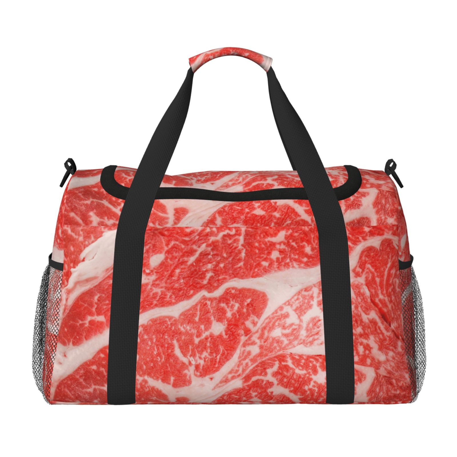 Kuqiui Beef Steaks Print Foldable Travel Duffel Bag Tote Carry on ...