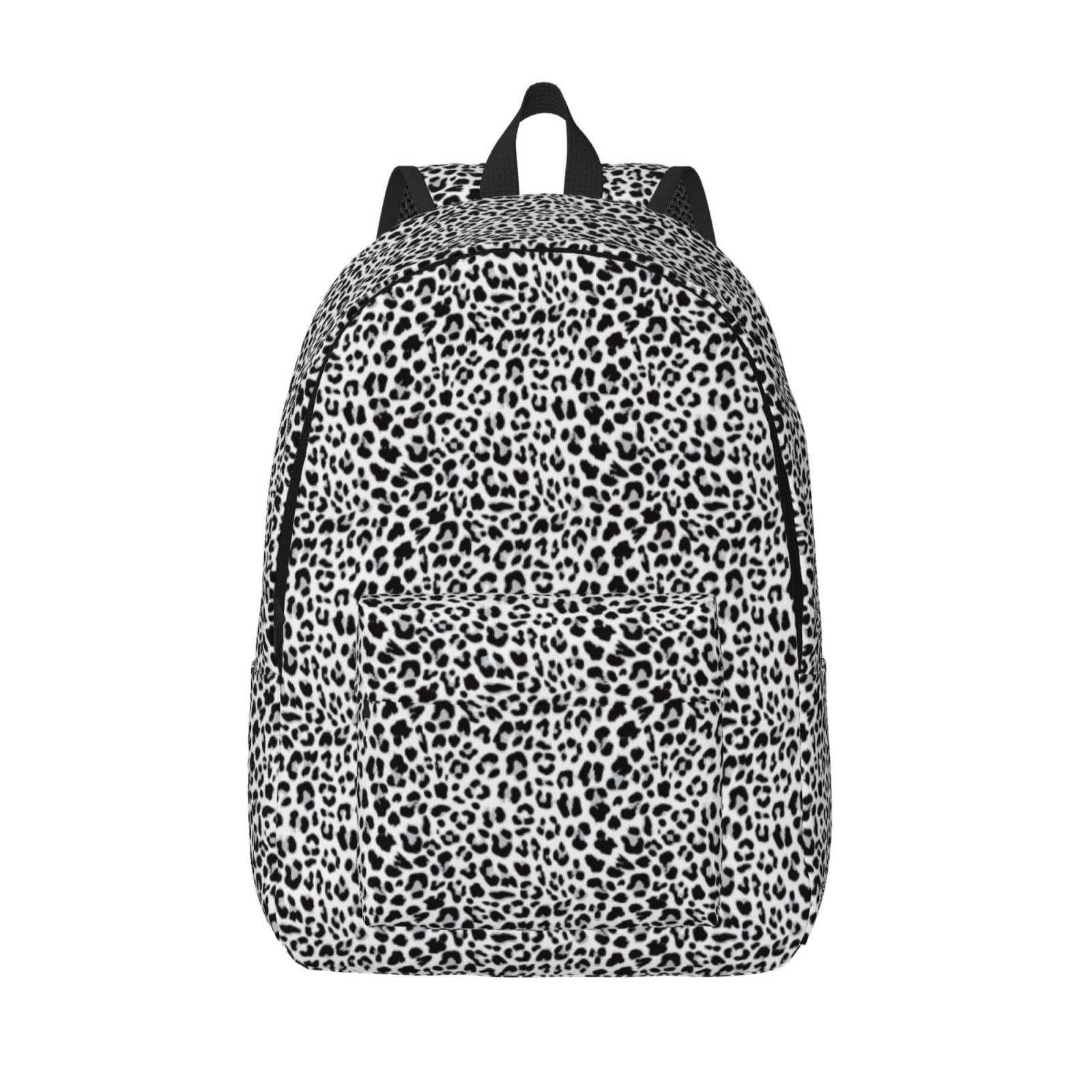 Kuqiui Black Leopard Print Canvas Travel Laptop Backpack for Men Women ...