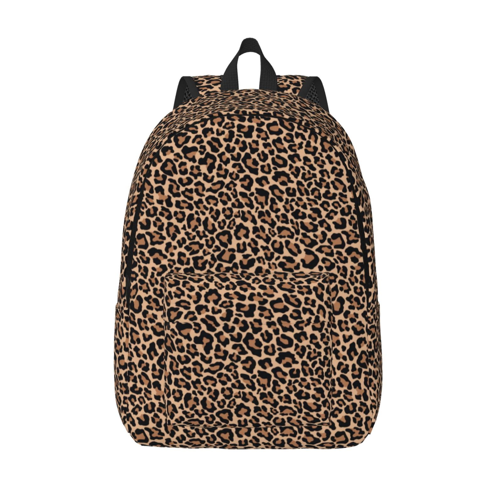 Kuqiui Brown Leopard Print Canvas Travel Laptop Backpack for Men Women ...