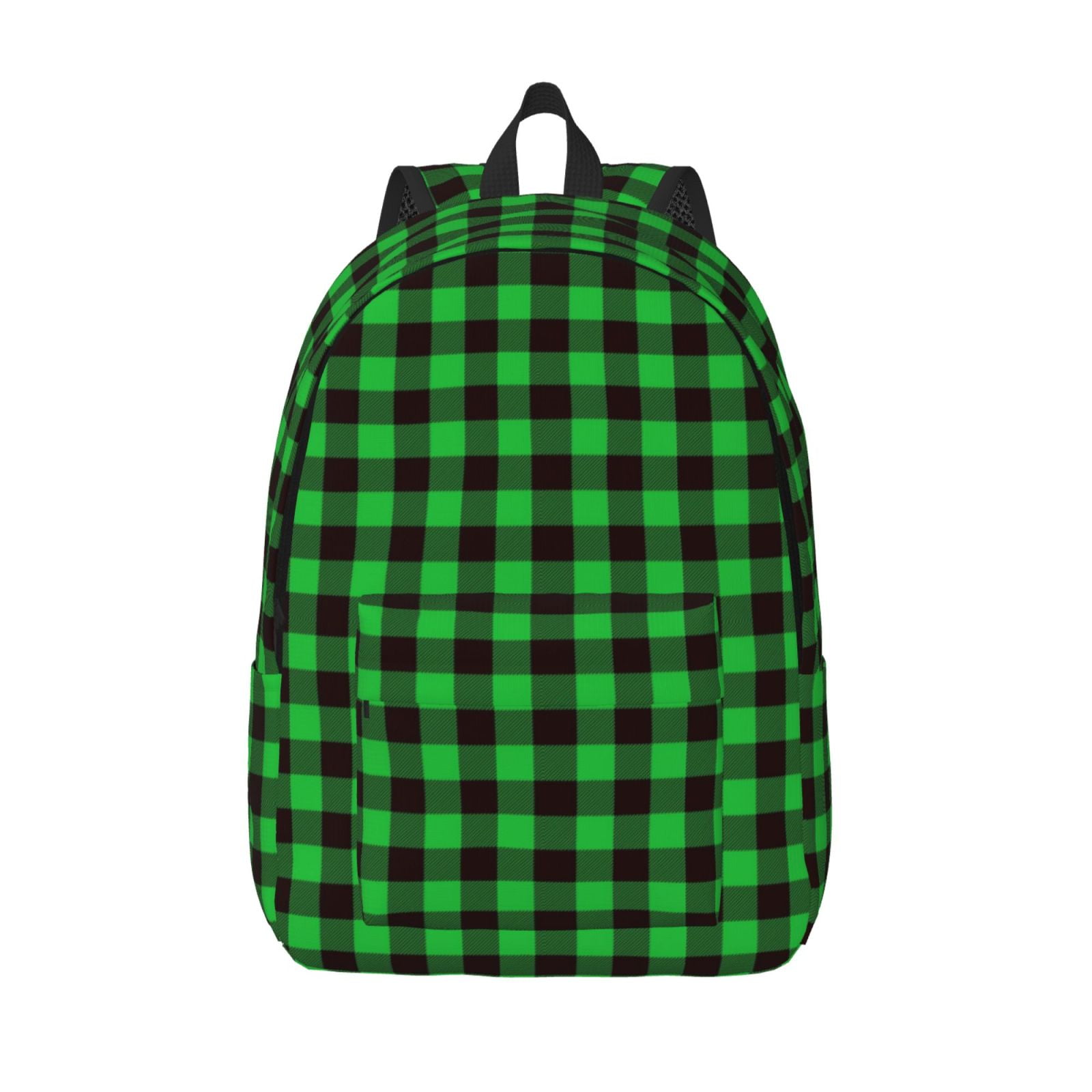 Kuqiui Buffalo Plaid Green Black Print Canvas Travel Laptop Backpack ...