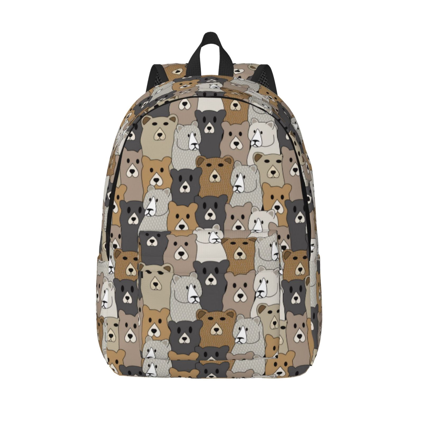 Kuqiui Cartoon Bear Print Canvas Travel Laptop Backpack for Men Women ...