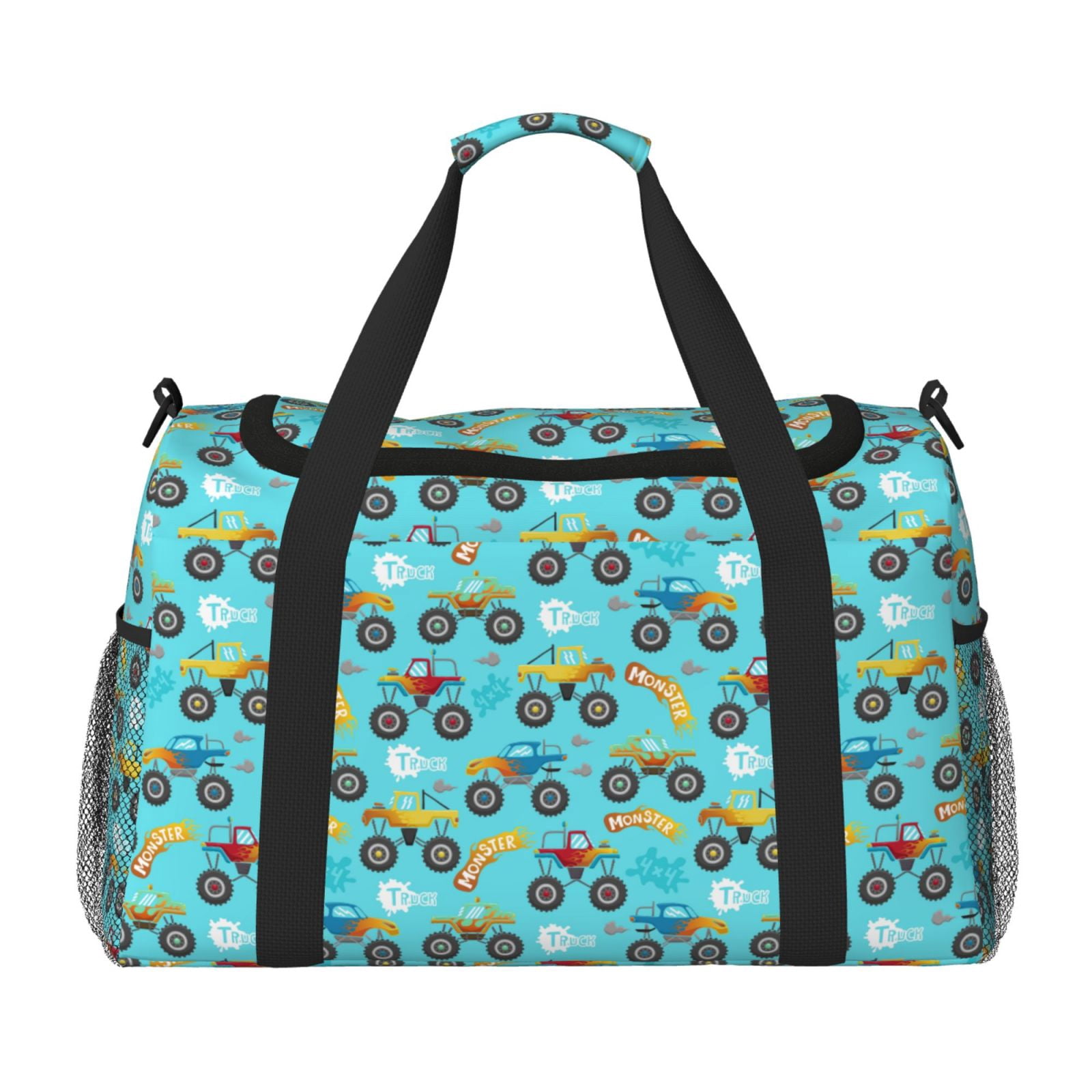 Kuqiui Cartoon Monster Truck Print Foldable Travel Duffel Bag Tote ...
