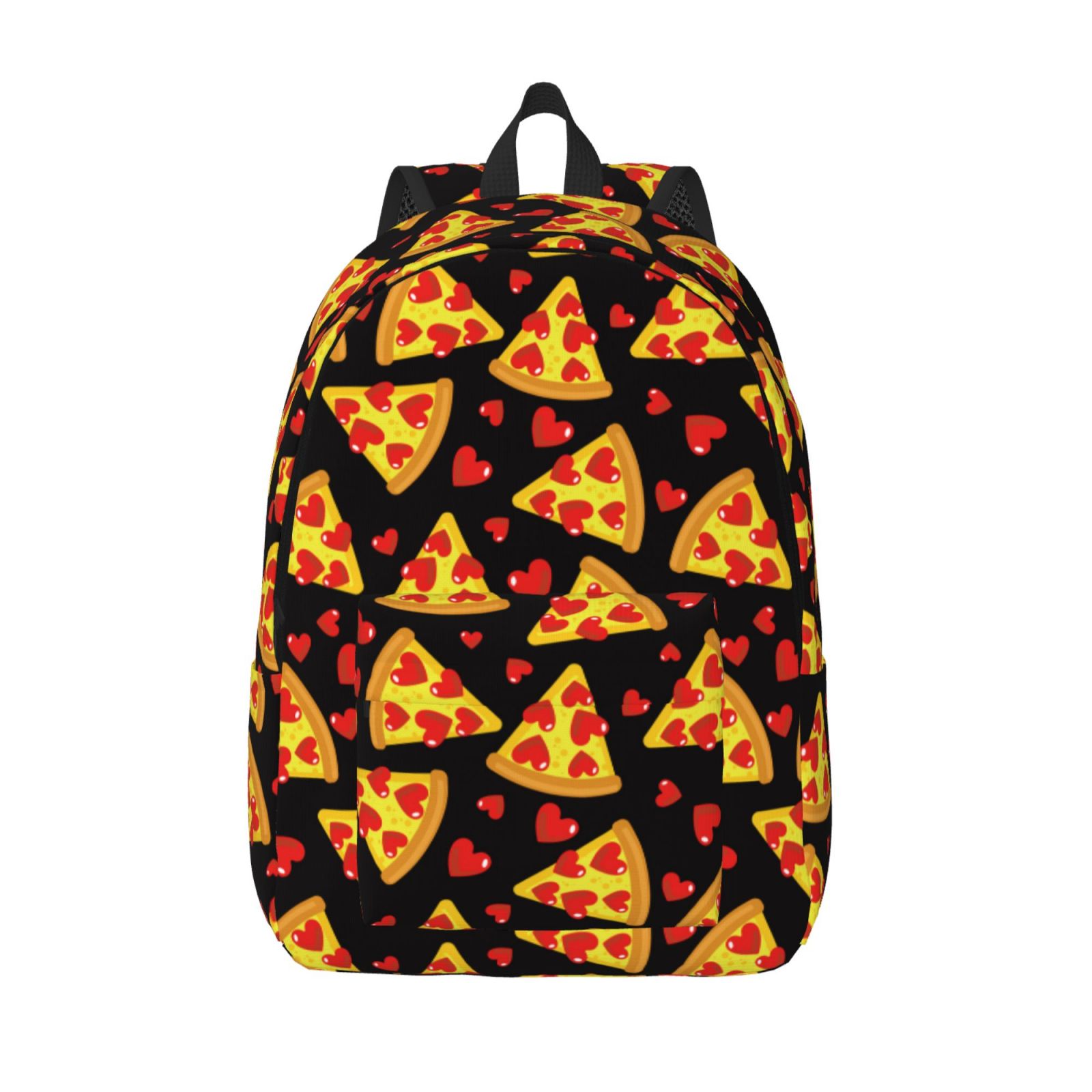 Kuqiui Cartoon Pizza Print Canvas Travel Laptop Backpack for Men Women ...