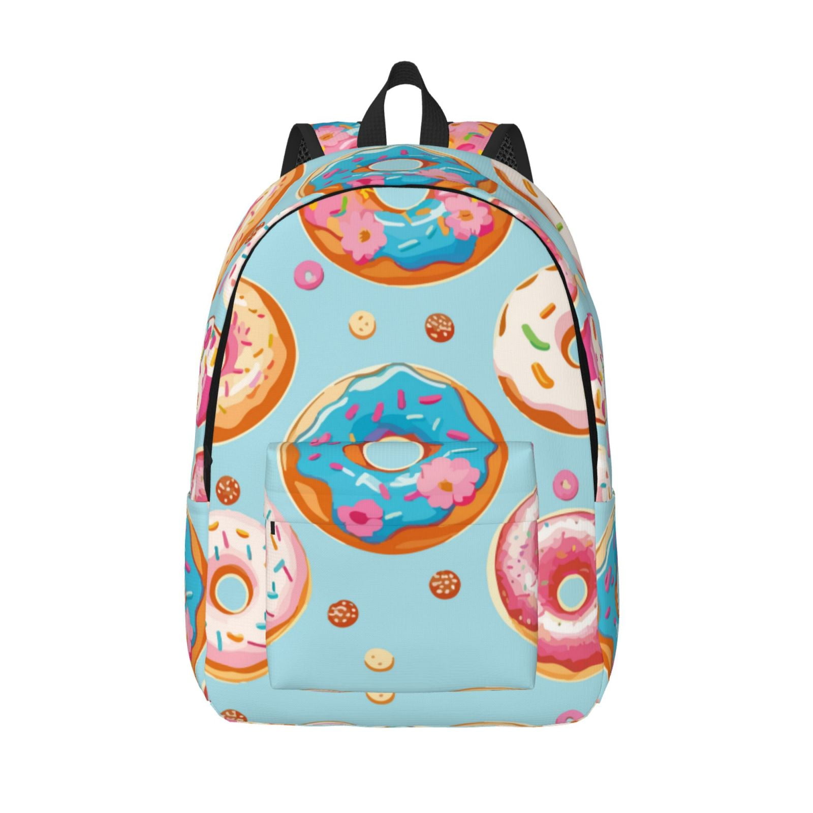 Kuqiui Colorful Donut Print Canvas Travel Laptop Backpack for Men Women ...