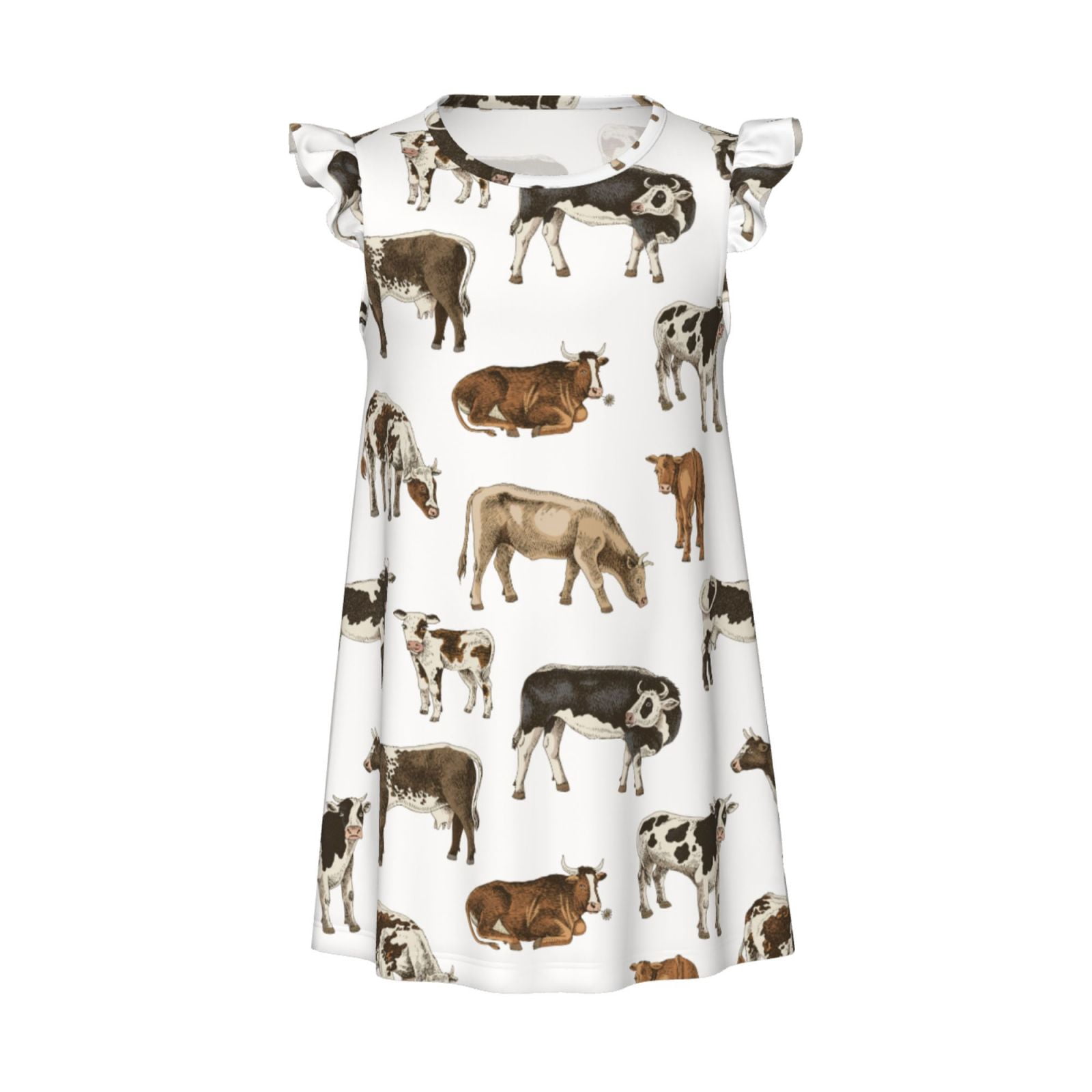 Kuqiui Cow Print Girls Nightgowns Soft Sleepwear Princess Nightdress ...