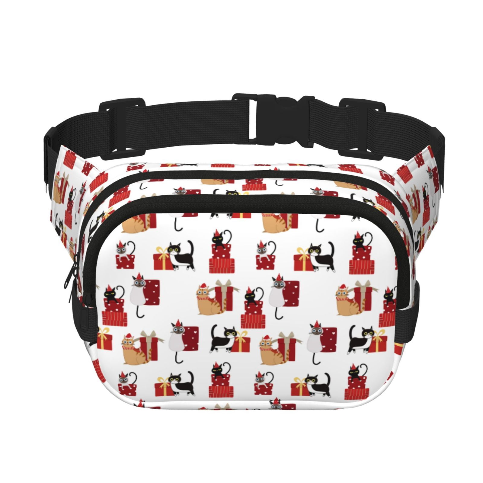 Kuqiui Cute Cat And Christmas Gift Print Fanny Packs for Women Cross ...