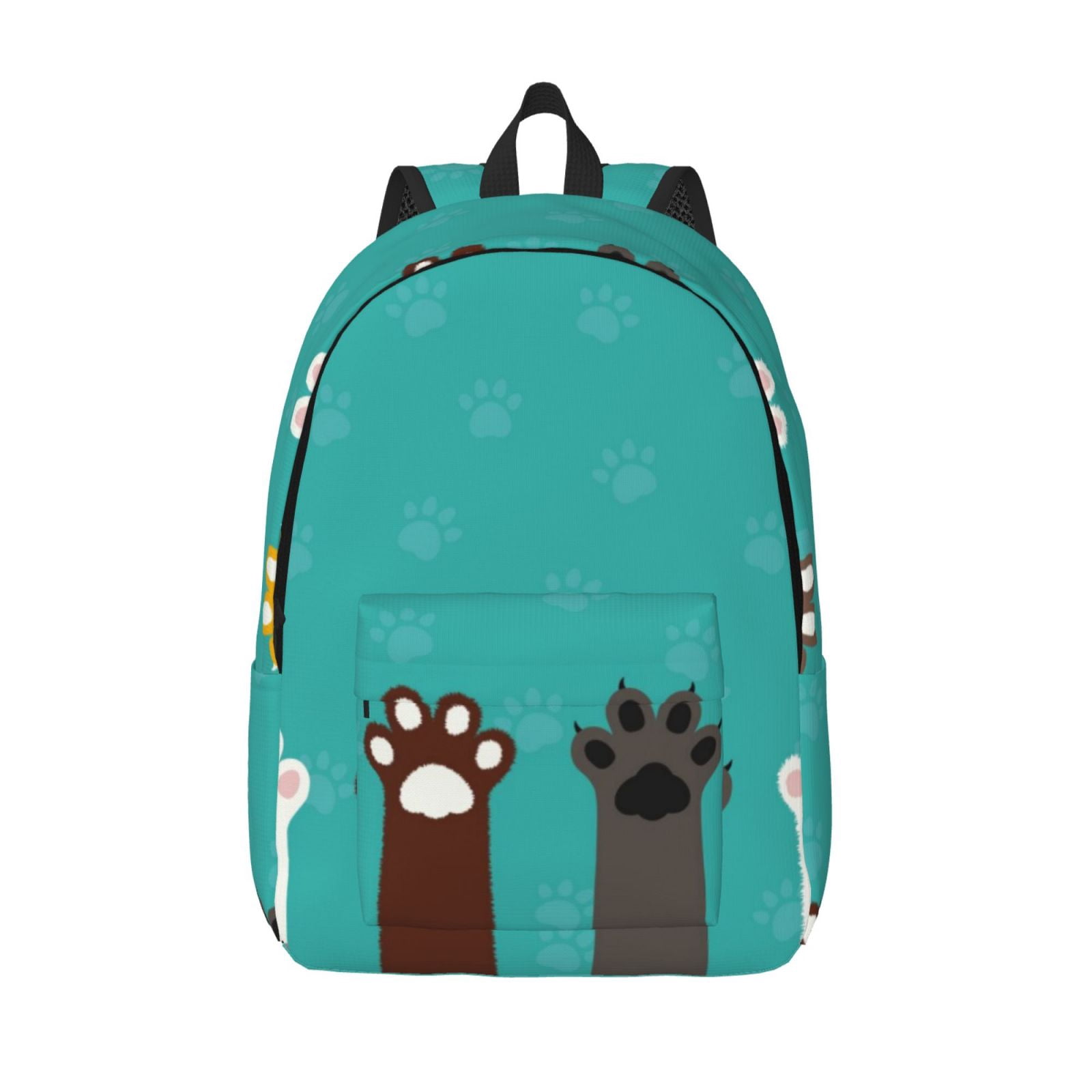 Kuqiui Cute Cat Paw And Dog Print Canvas Travel Laptop Backpack for Men ...
