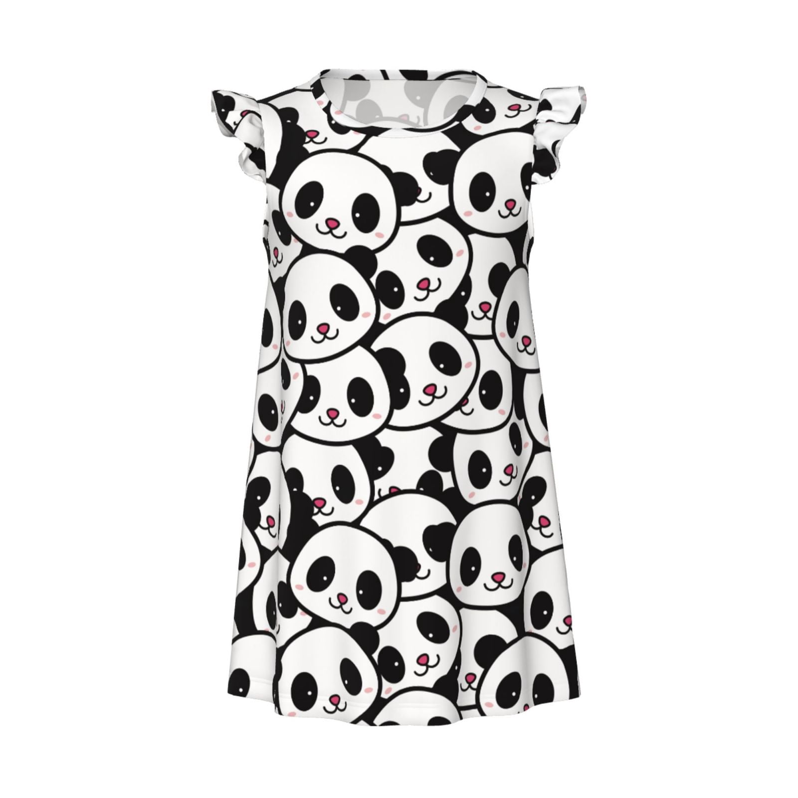 Kuqiui Cute Panda Print Girls Nightgowns Soft Sleepwear Princess ...