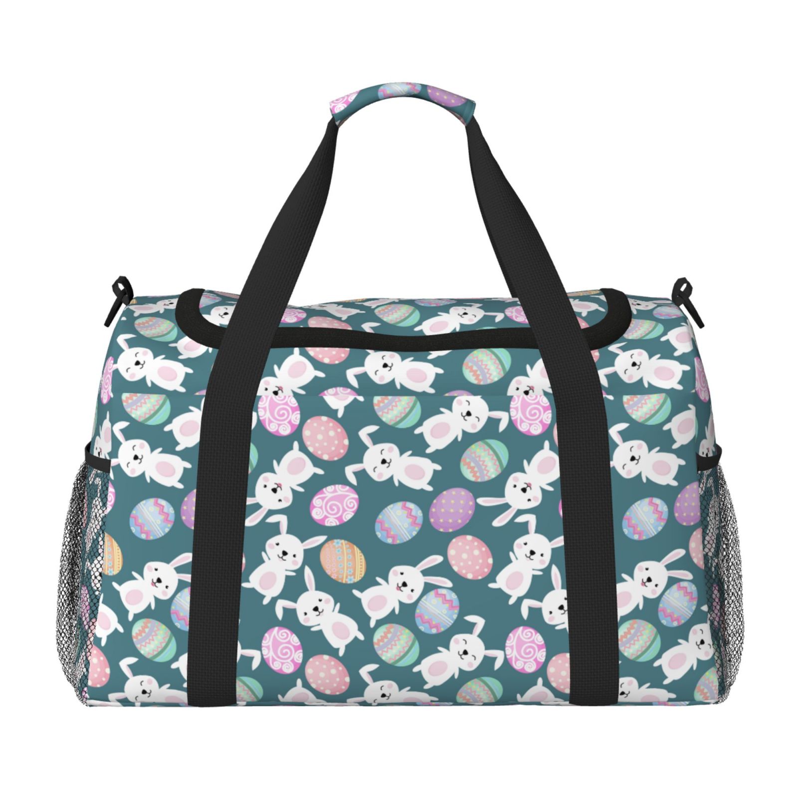 Kuqiui Cute Rabbit Easter Print Foldable Travel Duffel Bag Tote Carry ...