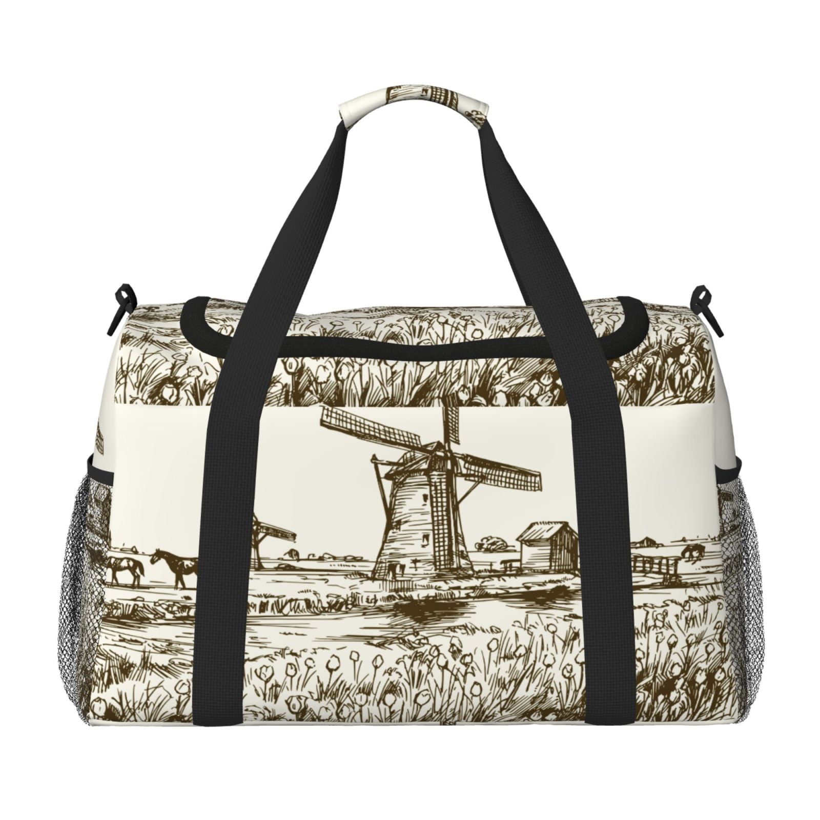 Kuqiui Dutch Windmill Print Foldable Travel Duffel Bag Tote Carry on ...