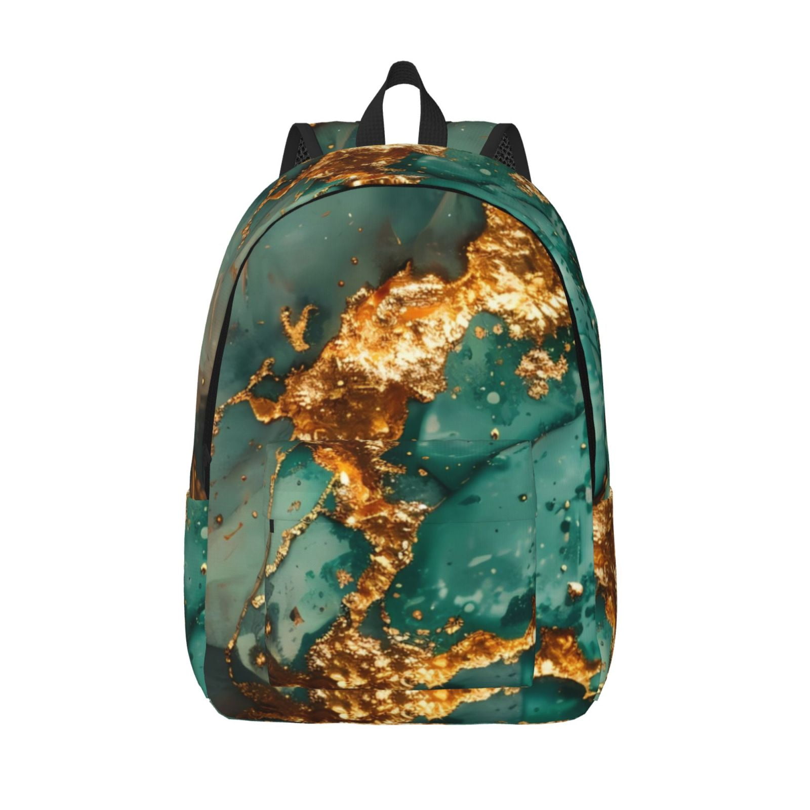 Kuqiui Emerald Color Gold Marble Print Canvas Travel Laptop Backpack ...