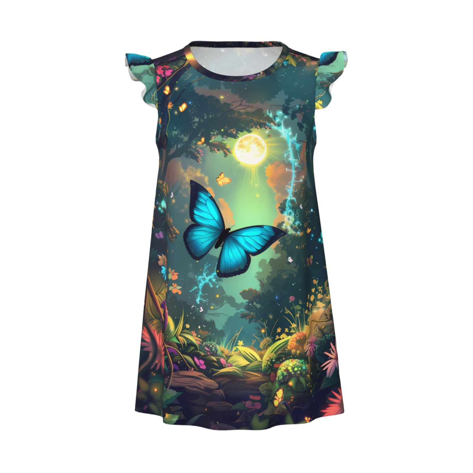 Kuqiui Enchanted Forest Butterfly A Print Girls Nightgowns Soft ...
