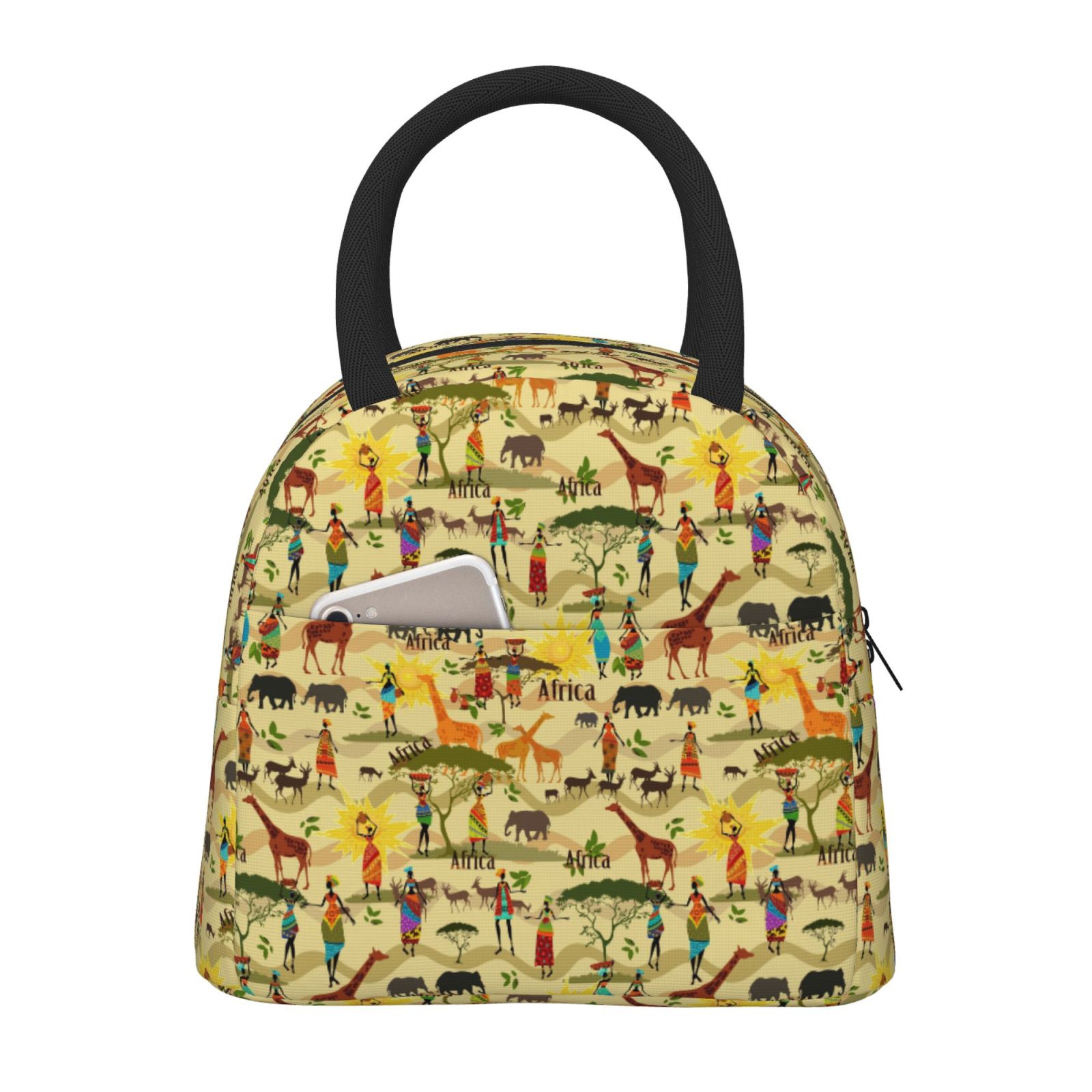 Kuqiui Ethnic African Print Lunch Bag for Women & Men Adult Insulated ...