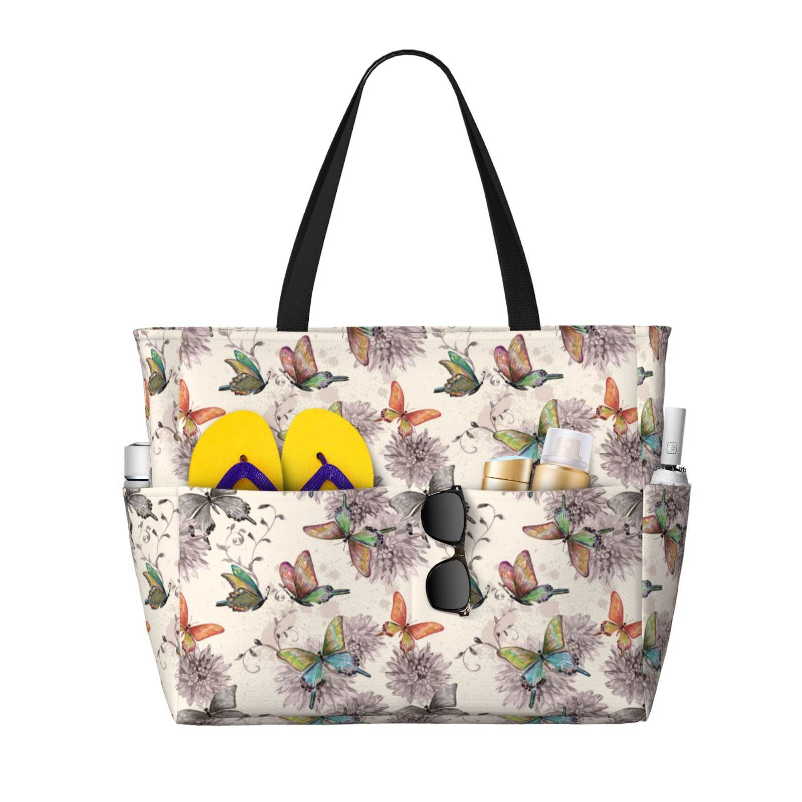 Kuqiui Flying Butterflies-1 Print Beach Pool Bags Tote for Women Ladies ...