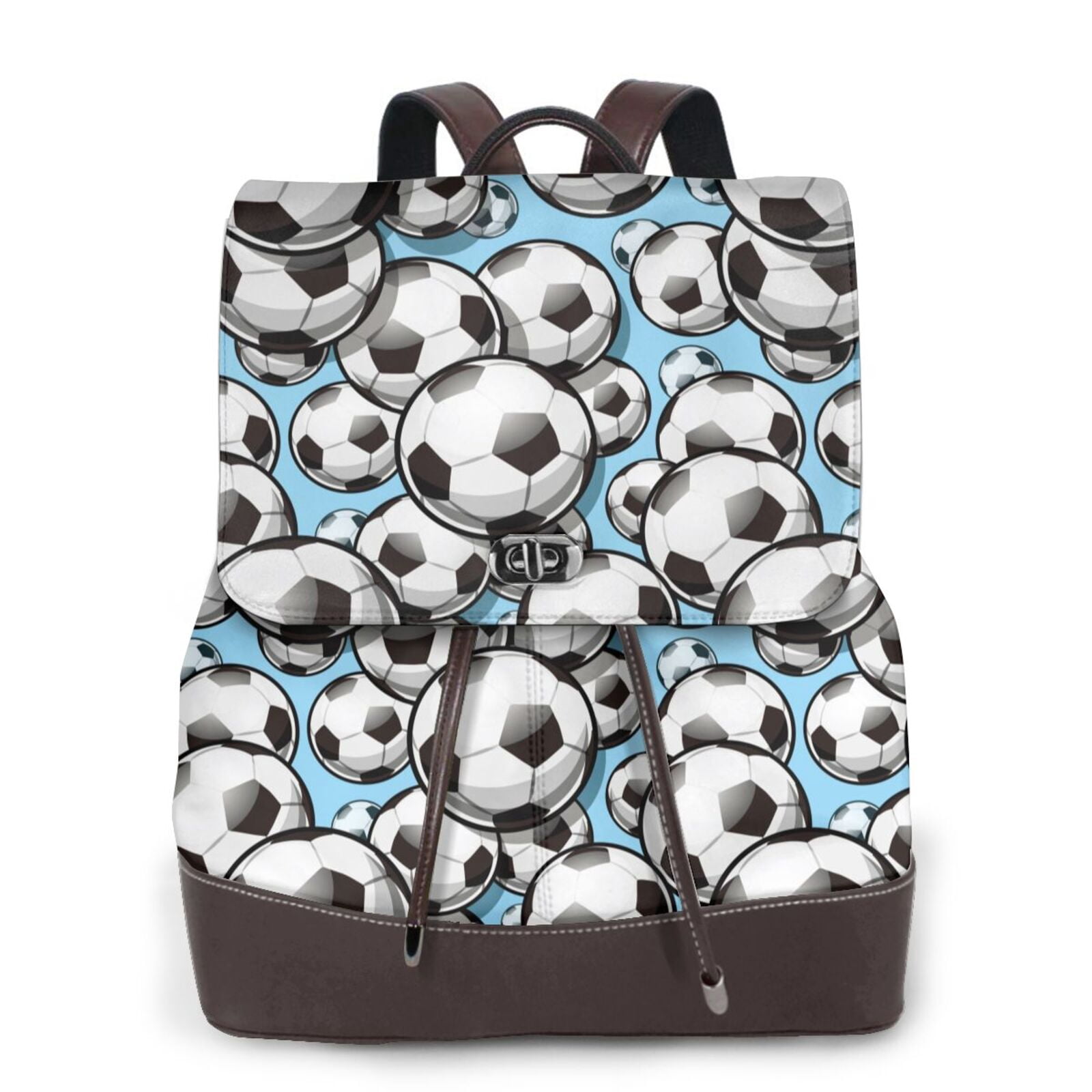 Kuqiui Football Soccer Ball Print Leather Backpack Purse For Women ...