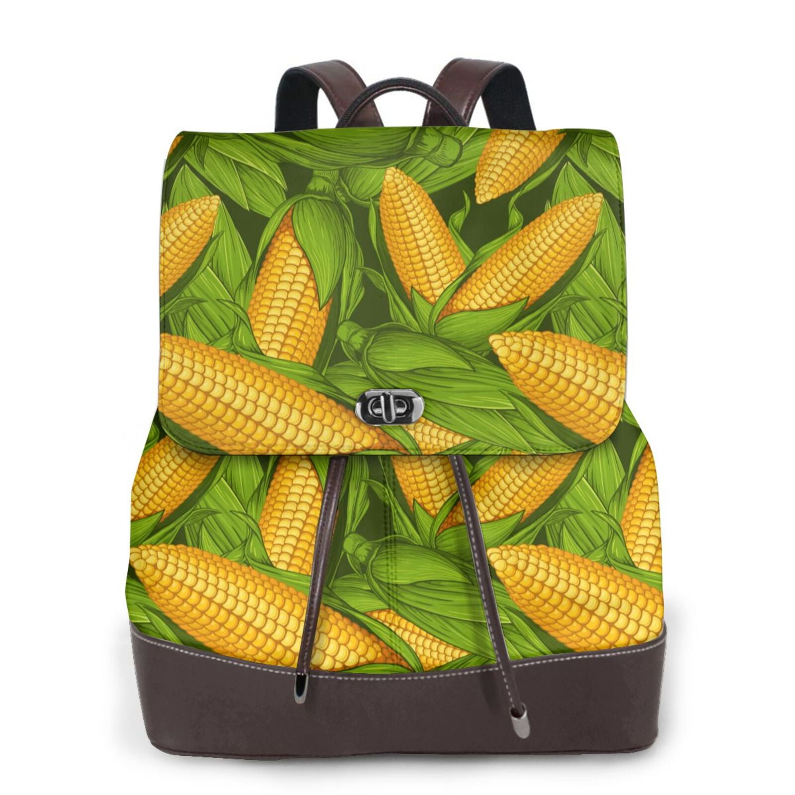 Kuqiui Fresh Corn 1 Print Leather Backpack Purse For Women Fashion ...