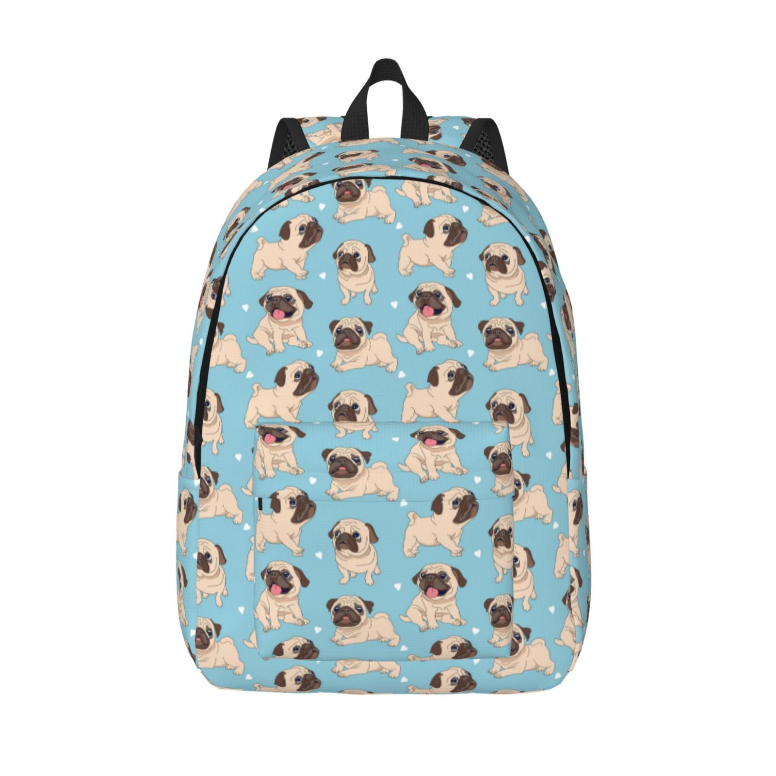 Kuqiui Funny Cartoon Pugs Print Canvas Travel Laptop Backpack for Men ...