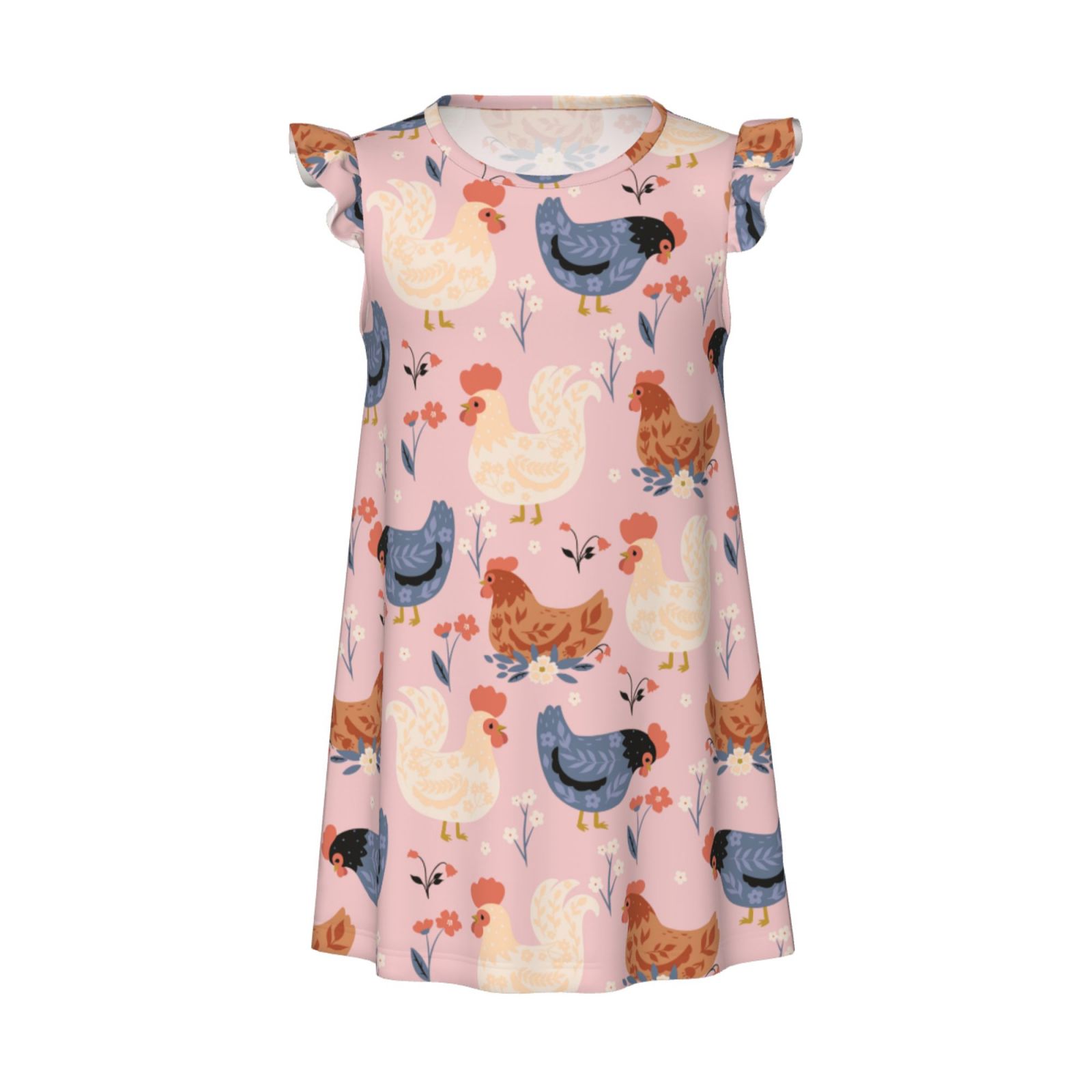 Kuqiui Funny Chicken Print Girls Nightgowns Soft Sleepwear Princess ...