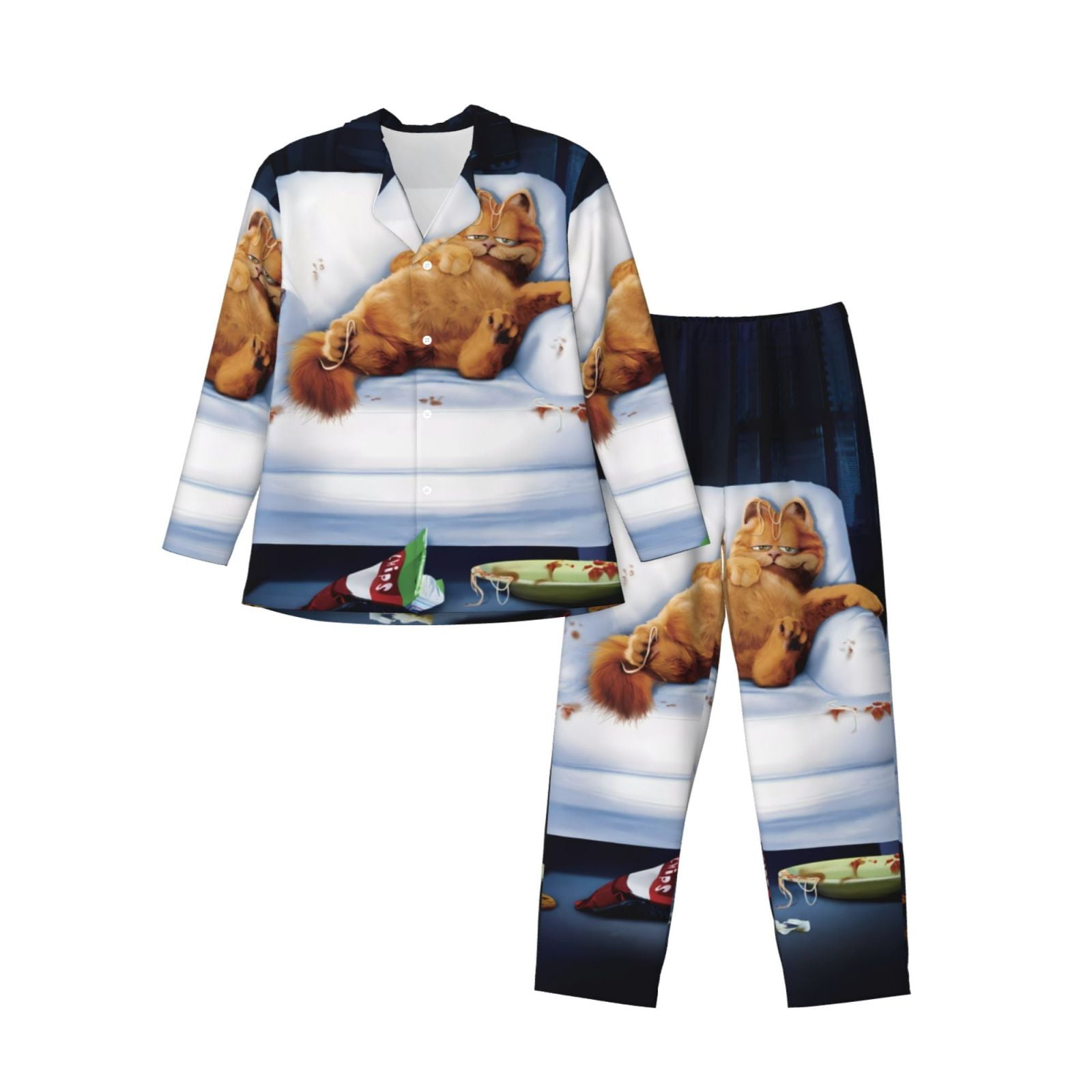 Kuqiui Garfield for Men's Pajamas Sets Sleepwear Long-Sleeve top ...