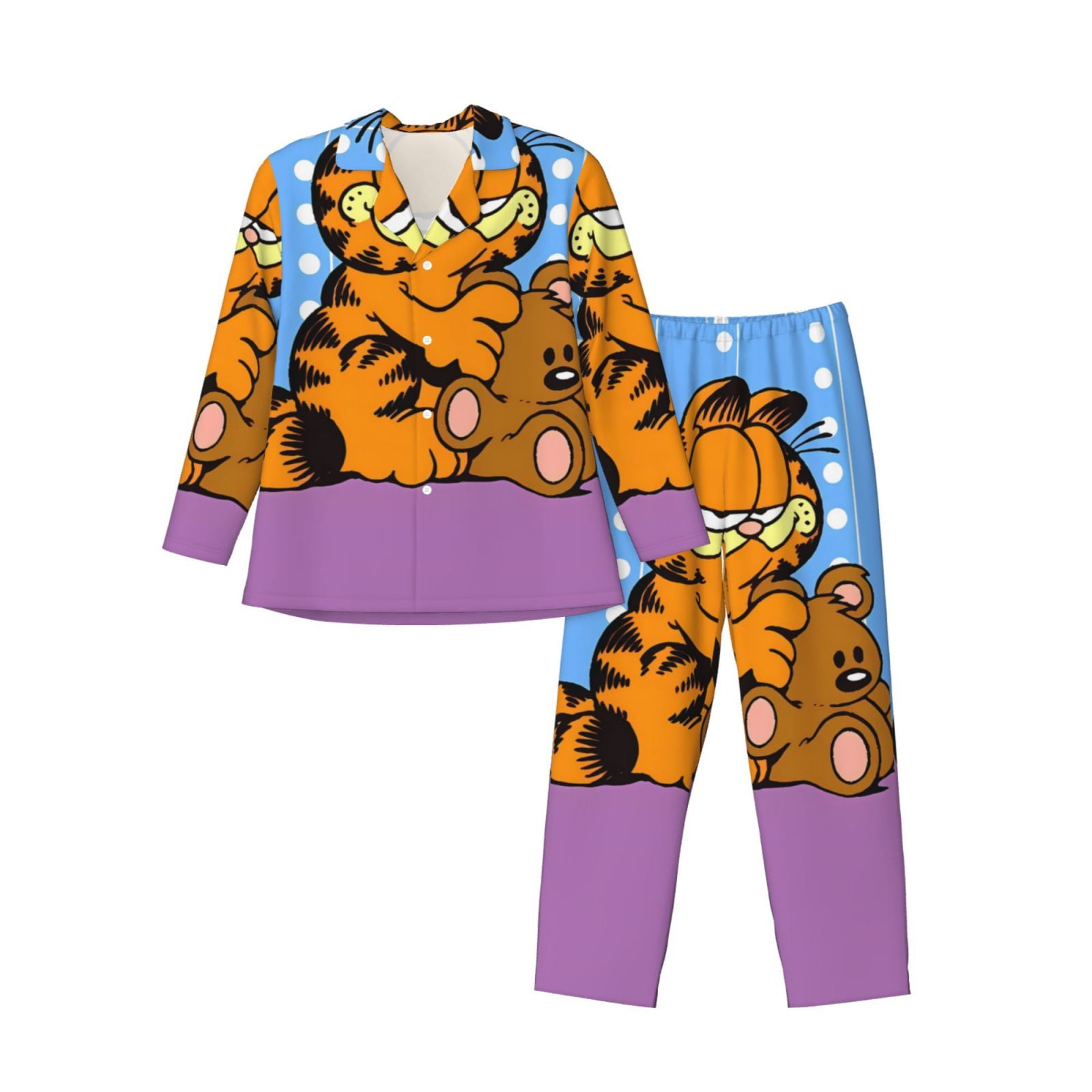 Kuqiui Garfield for Men's Pajamas Sets Sleepwear Long-Sleeve top ...