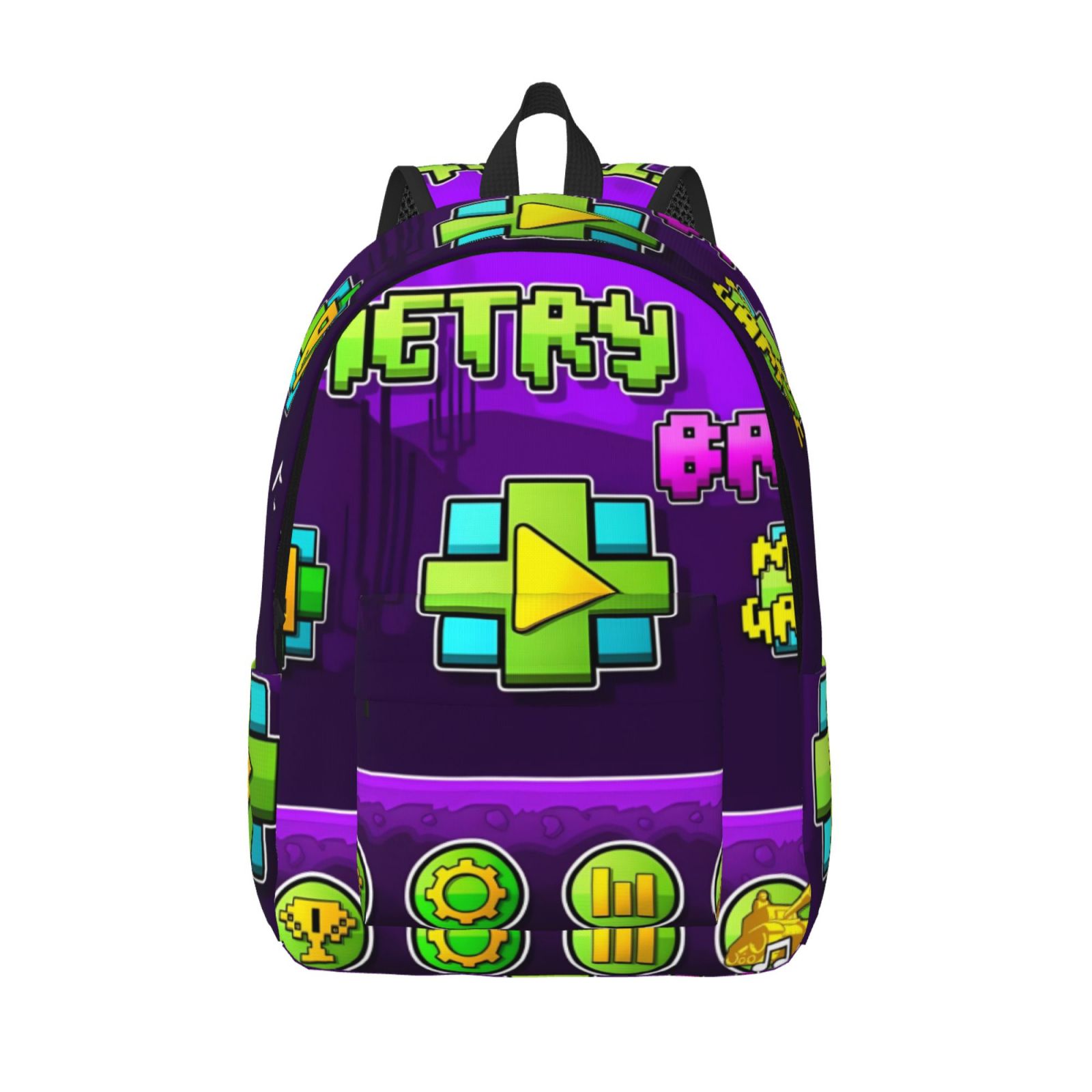 Kuqiui Geometry Dash Print Canvas Travel Laptop Backpack for Men Women ...