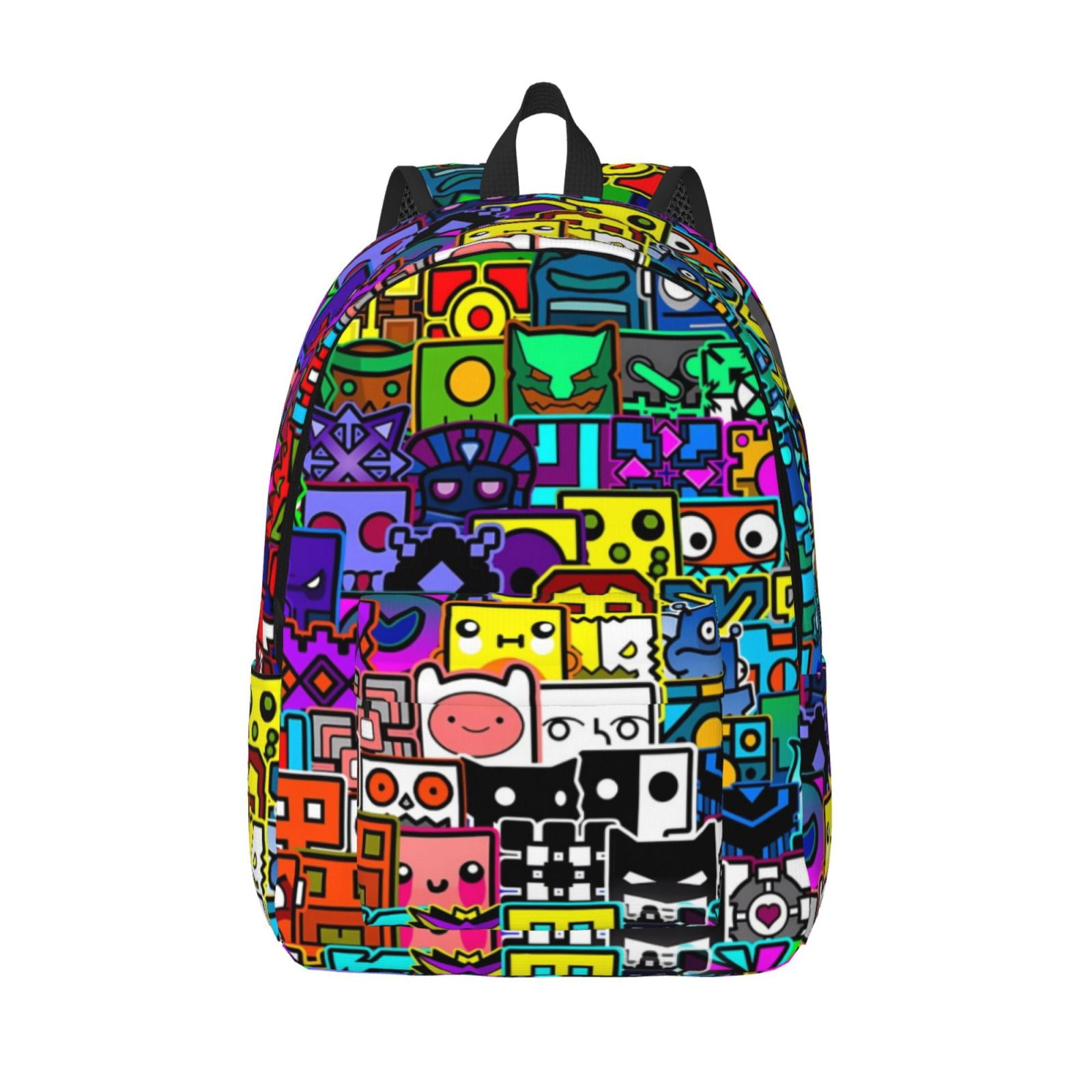 Kuqiui Geometry Dash Print Canvas Travel Laptop Backpack for Men Women ...