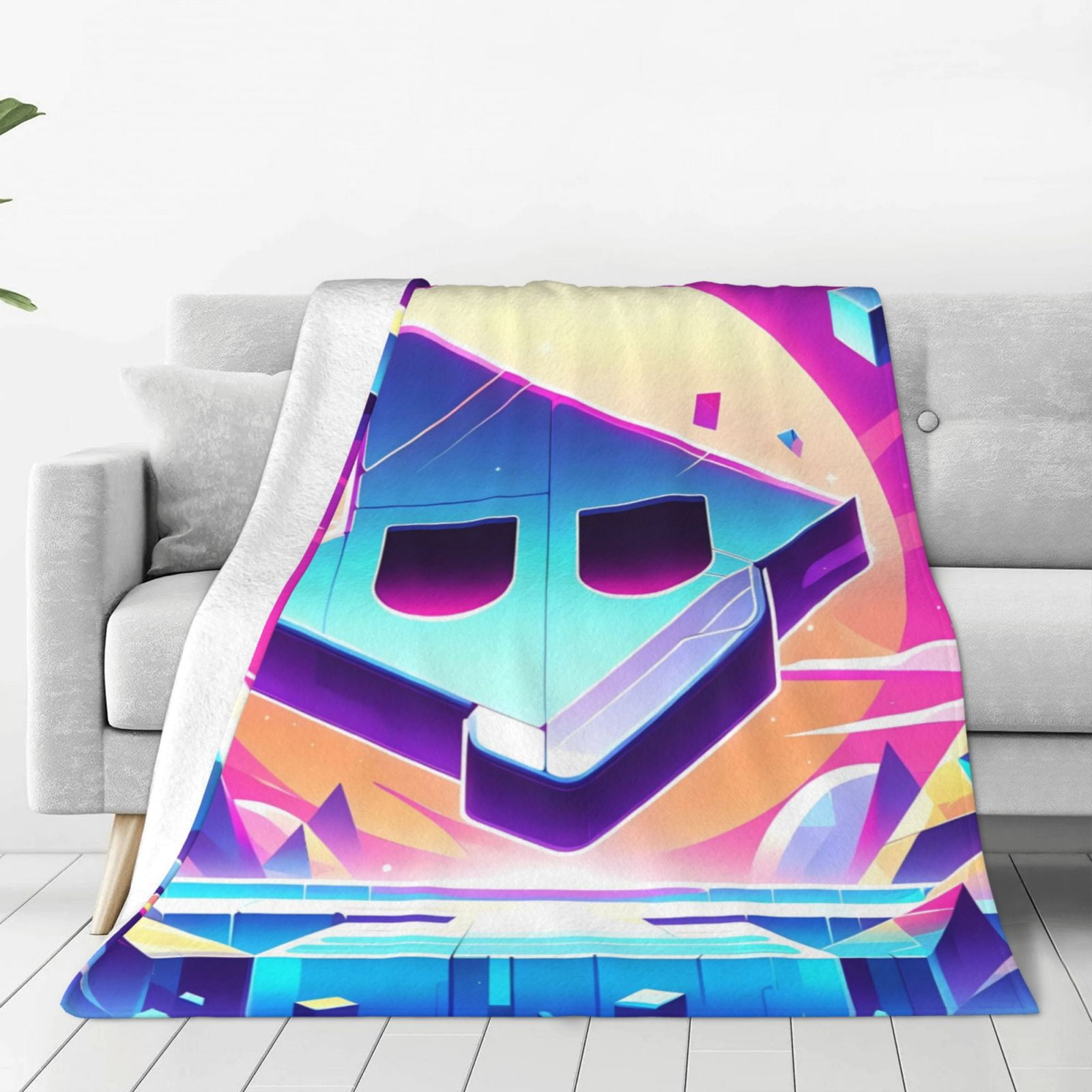 Kuqiui Geometry Dash Print Fleece Throw Blanket 40"x30" Reversible ...
