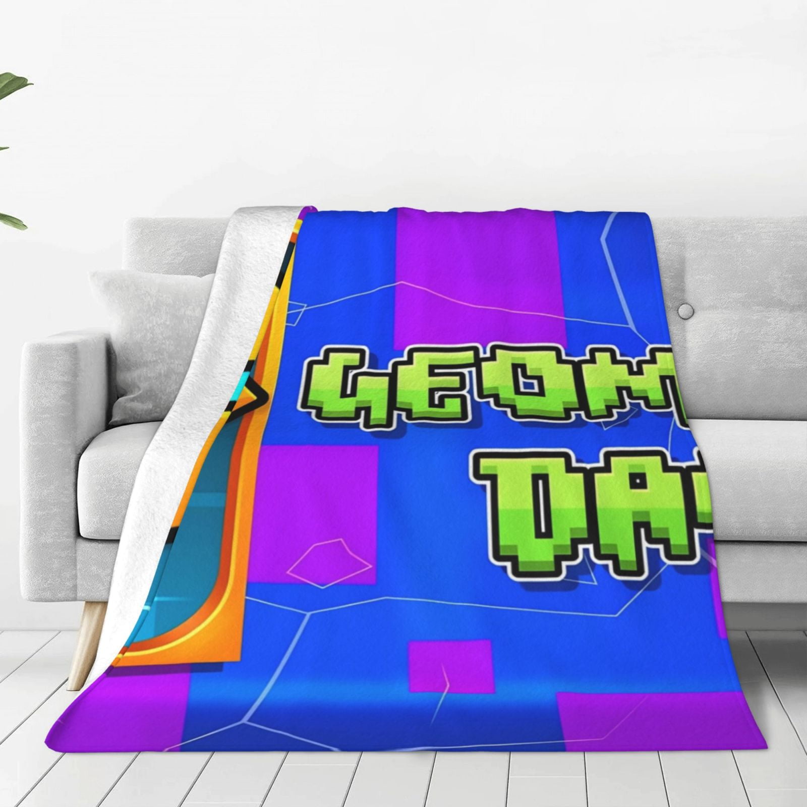 Kuqiui Geometry Dash Print Fleece Throw Blanket 80"x60" Reversible ...