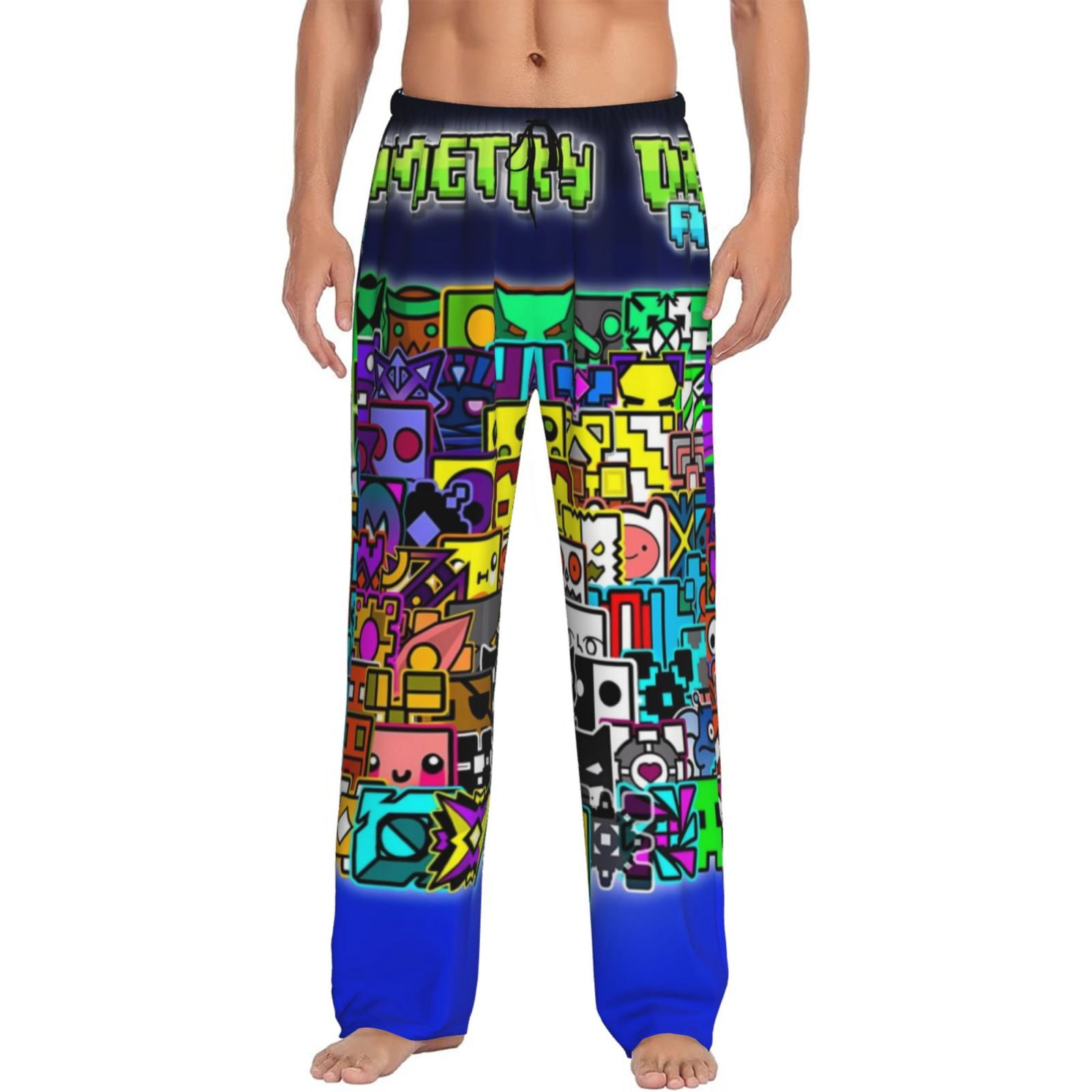 Kuqiui Geometry Dash Print Men's Pajama Pants Soft Sleep Lounge Pants ...