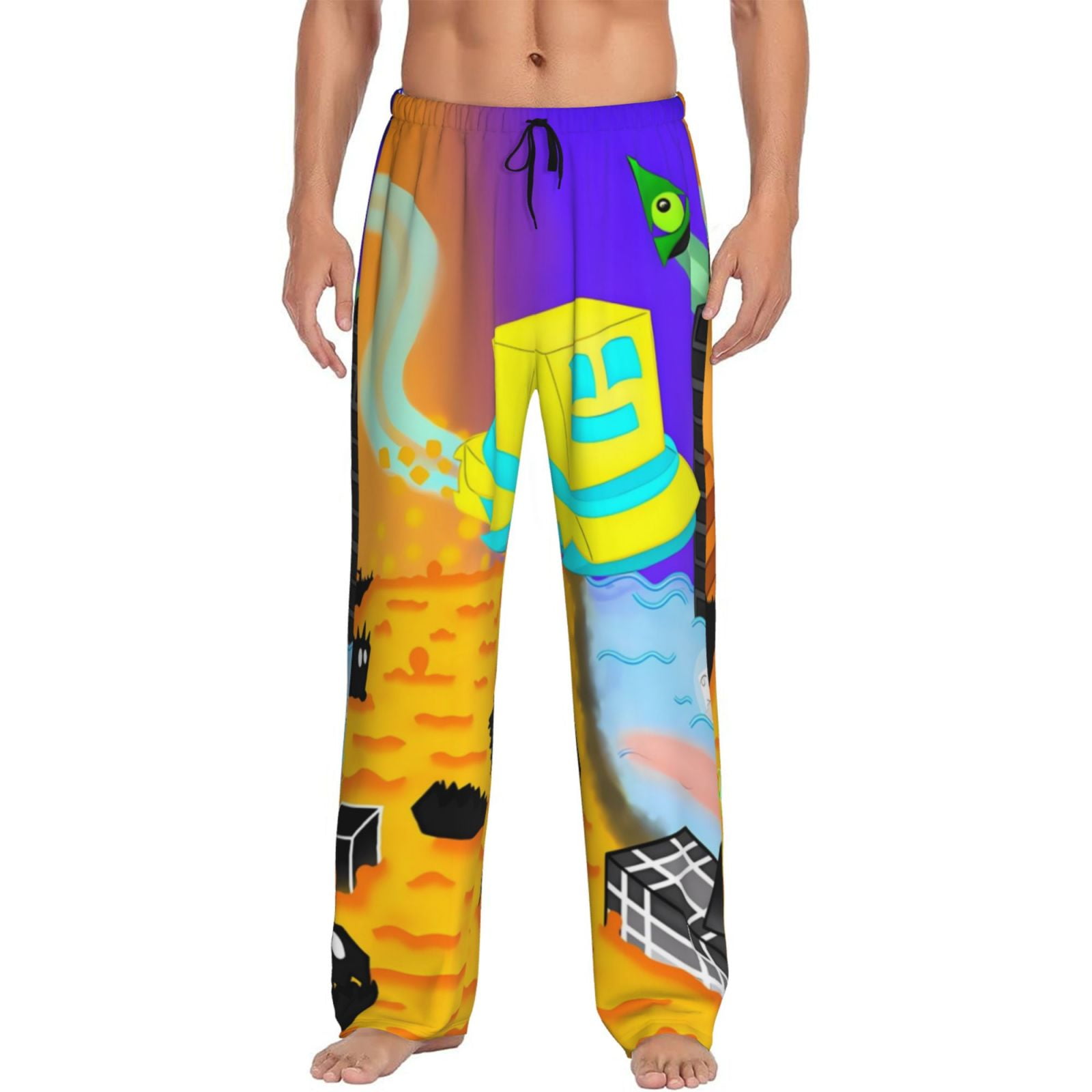 Kuqiui Geometry Dash Print Men's Pajama Pants Soft Sleep Lounge Pants ...
