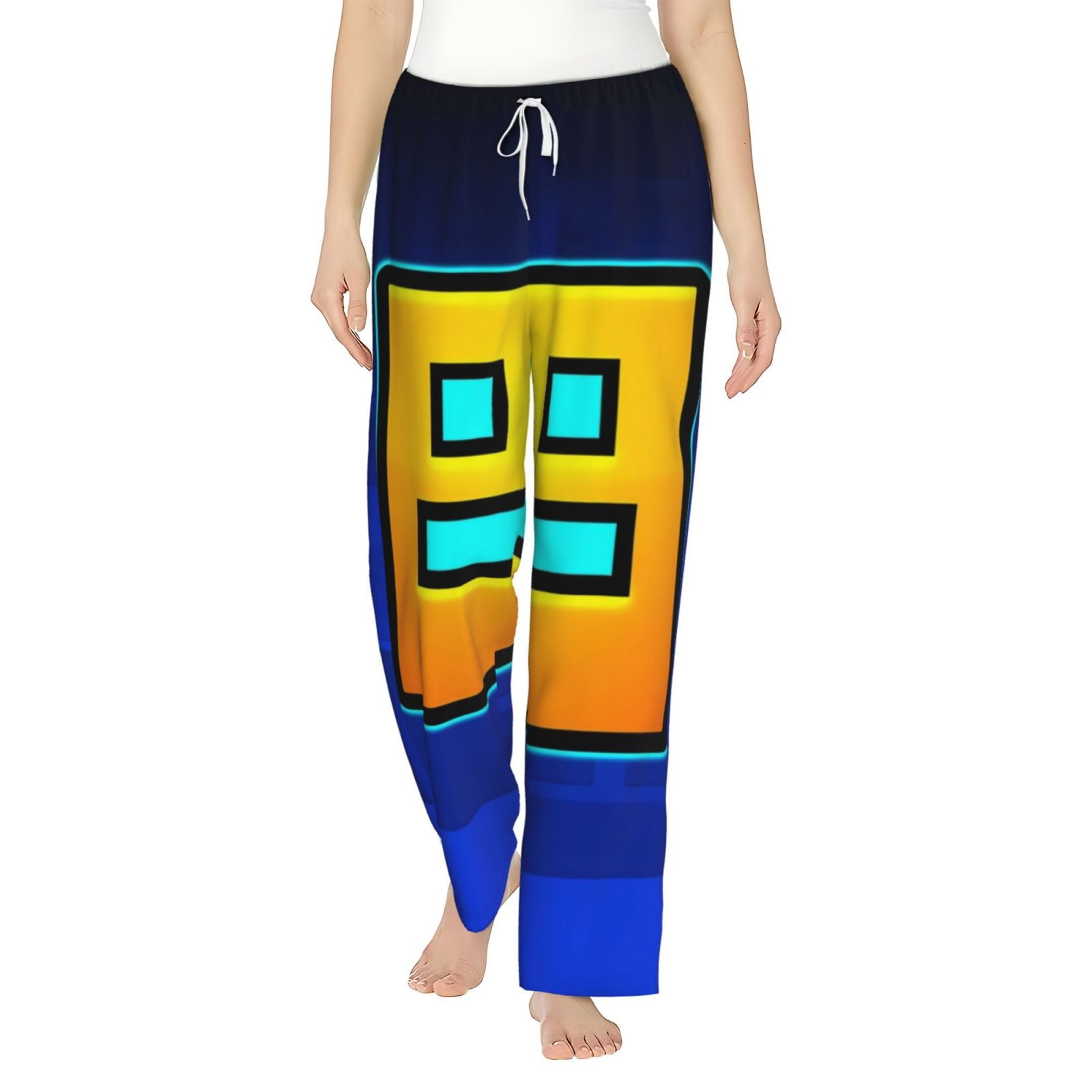 Kuqiui Geometry Dash Print Pajamas Pants for Women Comfy Loose Pants ...